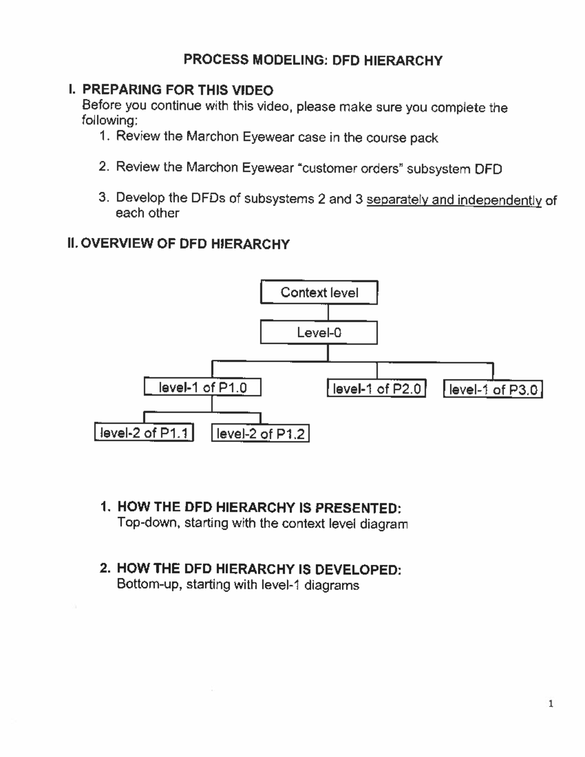 DFD hierarchy video template - PROCESS MODELING: DFD HIERARCHY I. PREPARING FOR THIS VIDEO ...