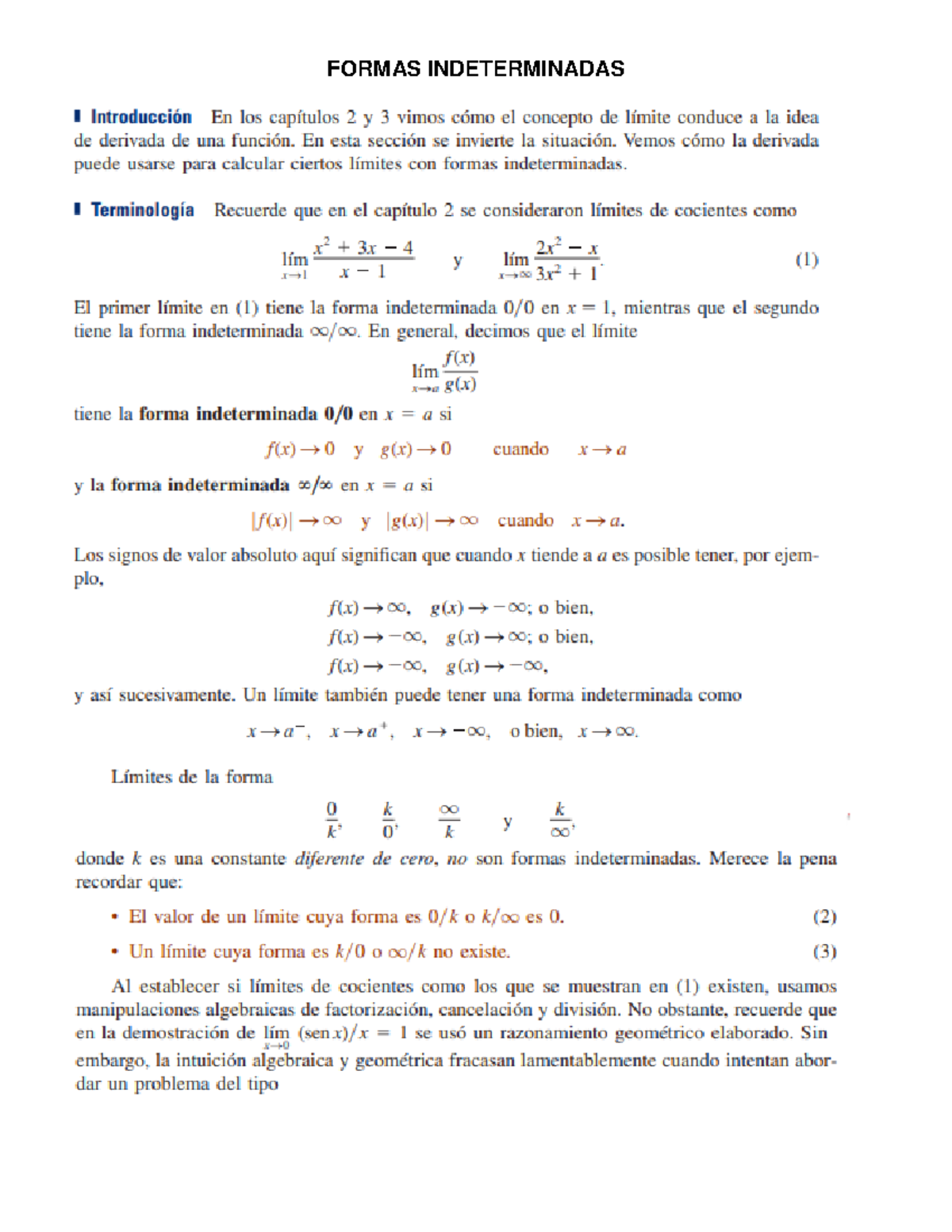 Formas indeterminadas e integrales impropias - calculo 2 - FORMAS ...