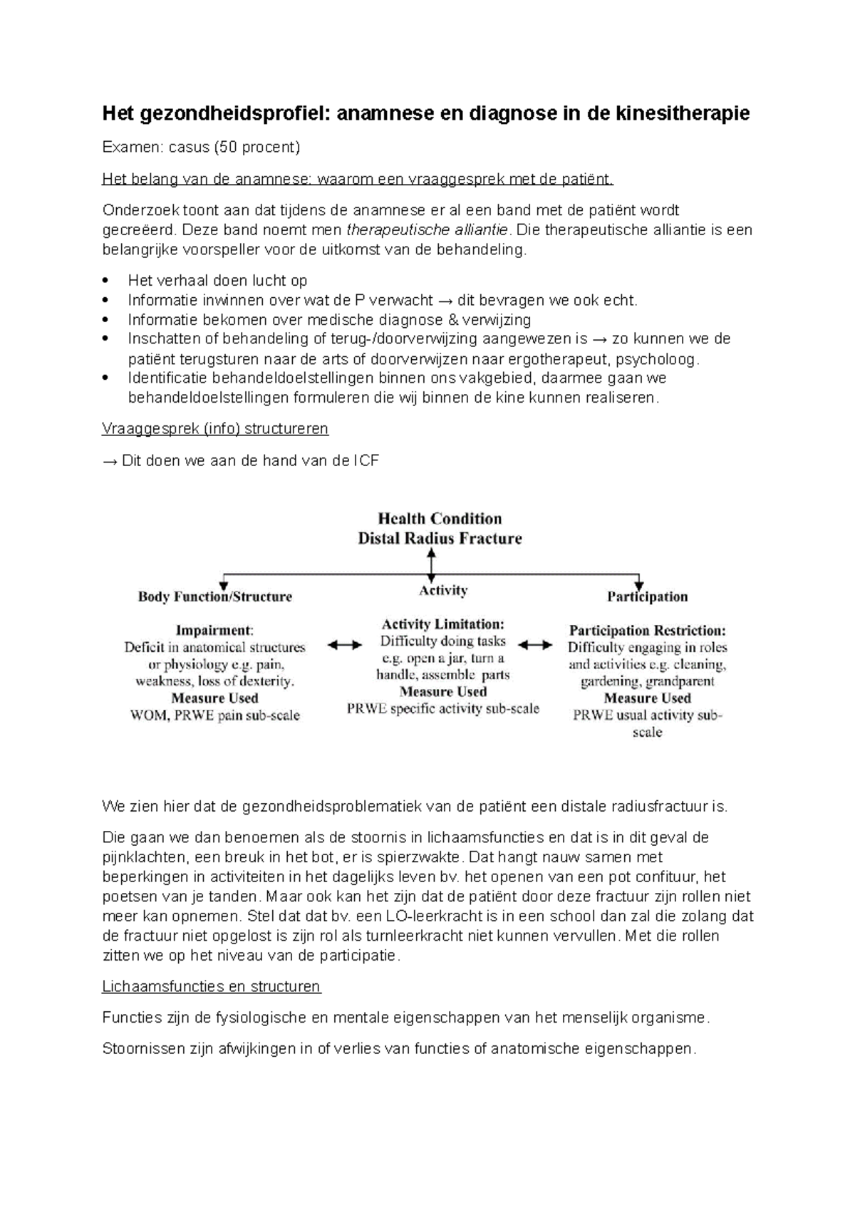 Les 1 MBK (samenvatting) - Module beginselen van de kinesitherapie - VUB - Studocu