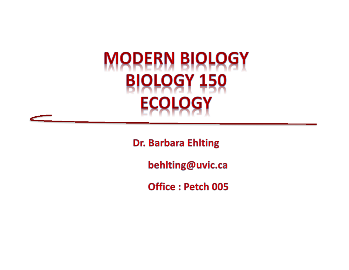 Topic 6 Ecology Fall2018 - Biol150A - UVic - Studocu