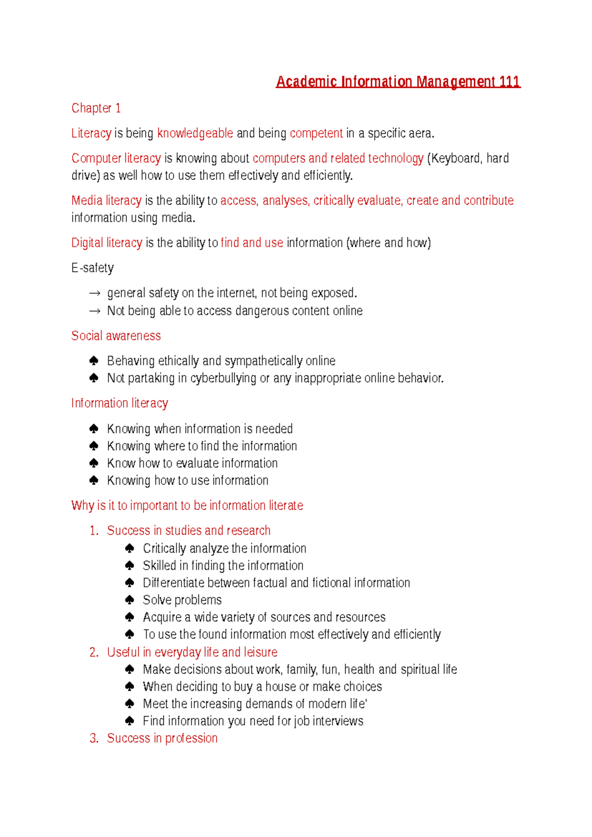 Academic Information Management 111 - Computer literacy is knowing ...