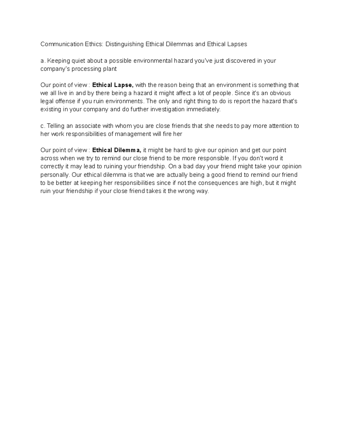 Amaliya ethics - Communication Ethics: Distinguishing Ethical Dilemmas ...