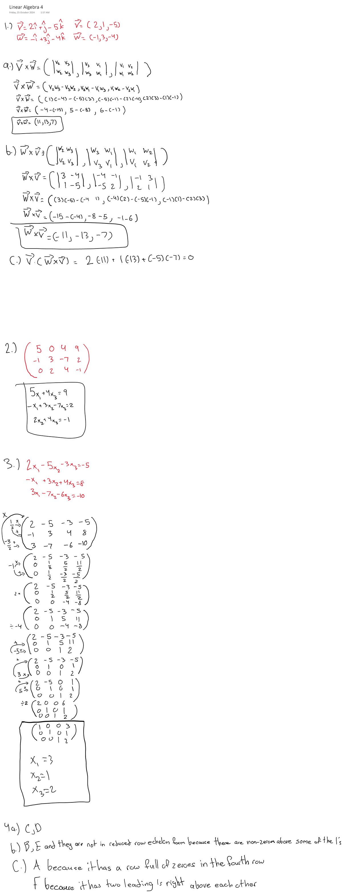 homework number1 - Mathematics - Linear Algebra 4 Octobe 1:57 AM a.) W ...