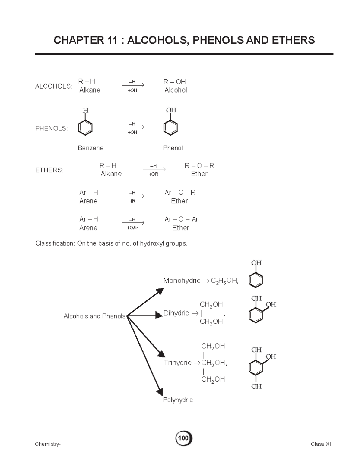 Alcohol 1 - class 12 notes chemistry - 100100 CHAPTER 11 : ALCOHOLS ...