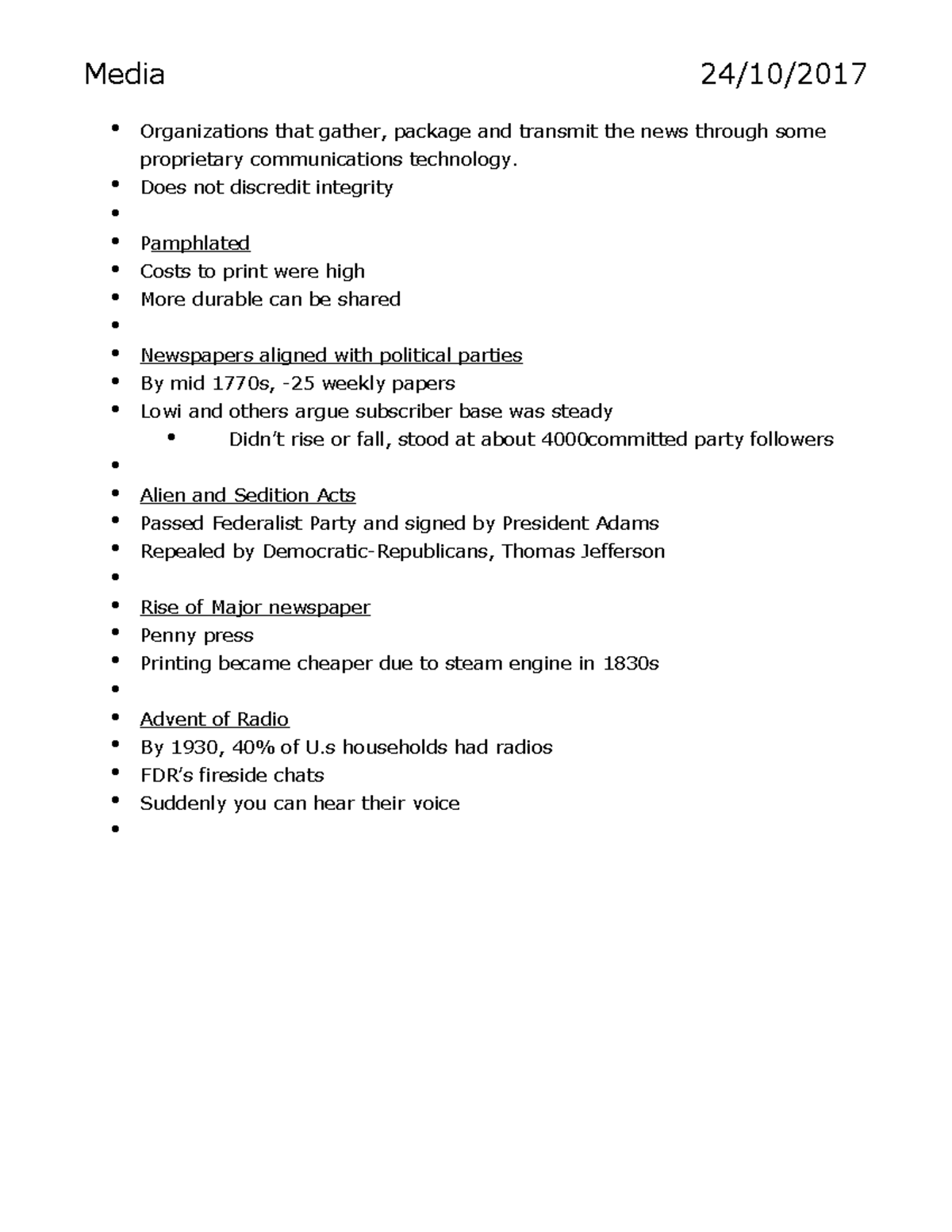 Media Notes - Media 24/10/2017 Organizations that gather, package and ...