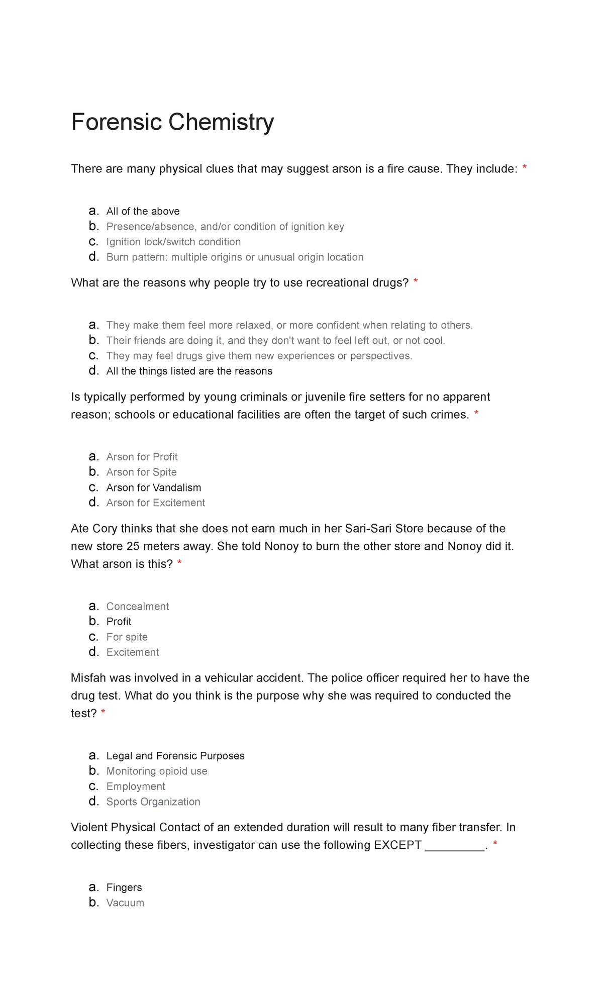 Forensic Chemistry - Forensic Chemistry There are many physical clues ...