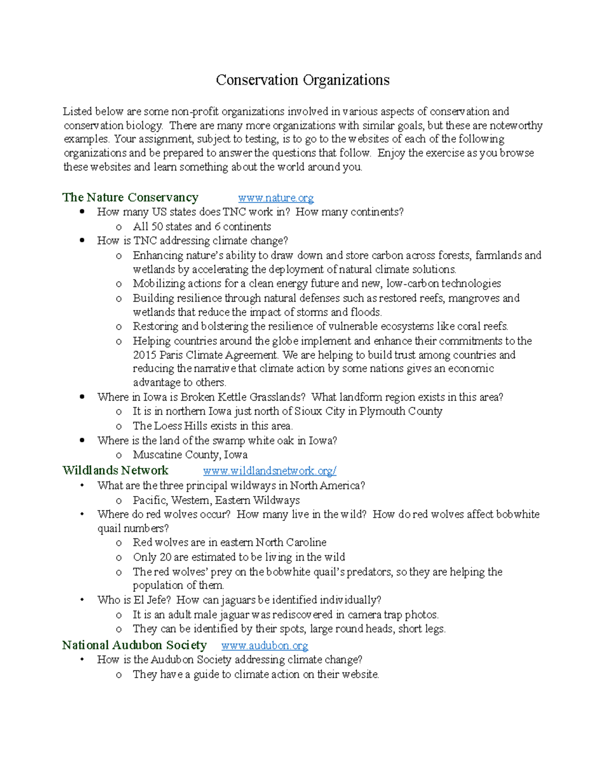 Conservation Organizations Fall 2023 - Conservation Organizations ...