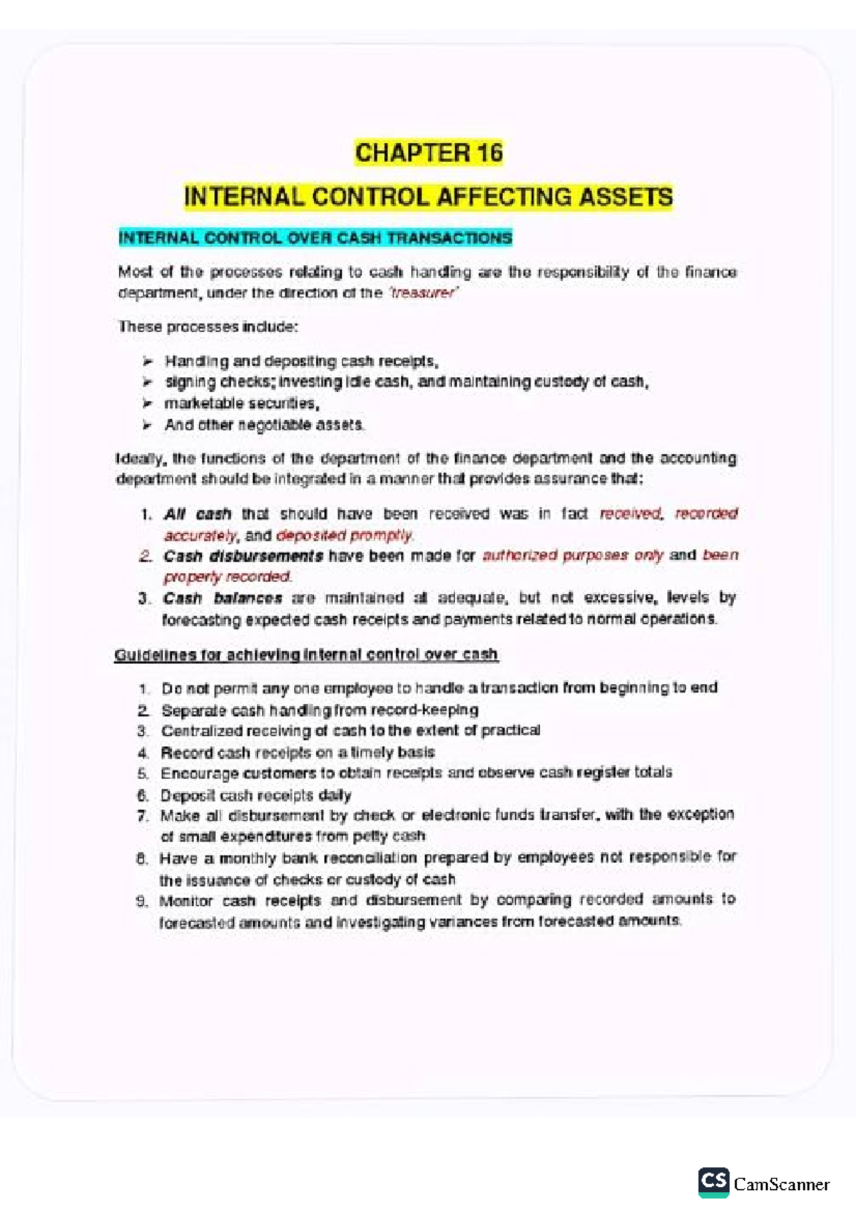 Internal Controls Affecting Assets Liabilities Equity - Bs accountancy - Studocu