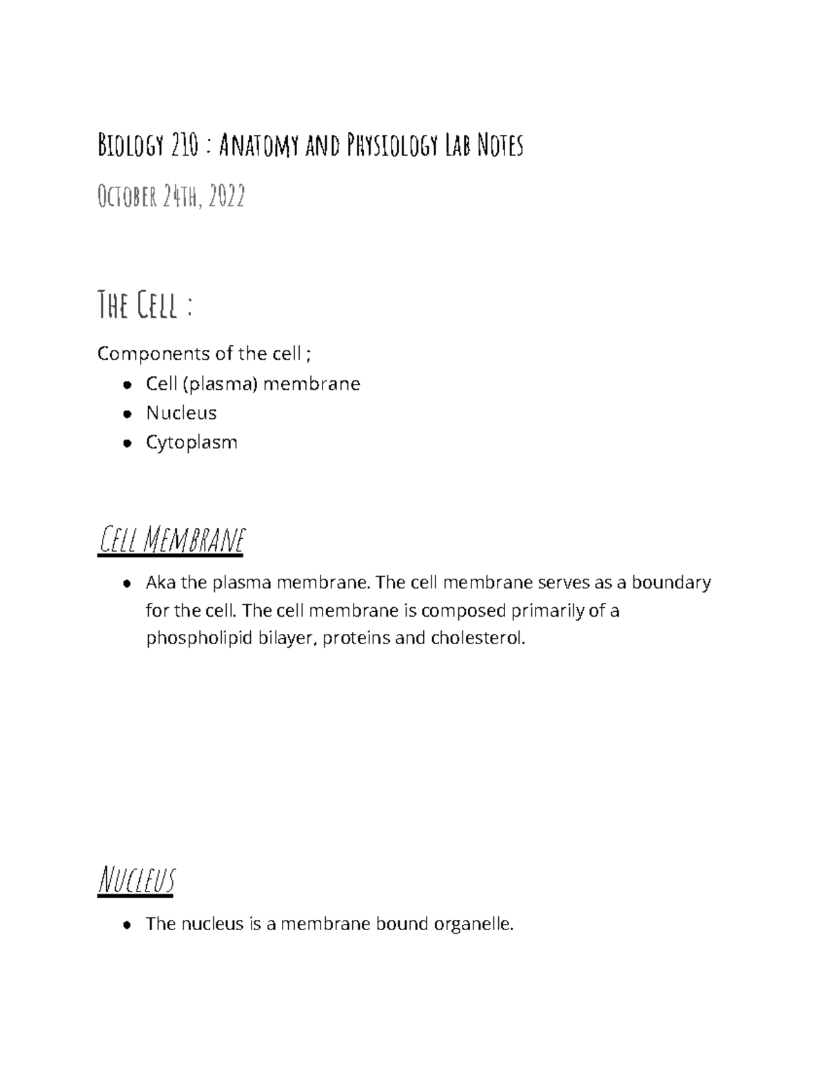 Lab Notes - introduction to the Cell Membrane - Biology 210 : Anatomy ...
