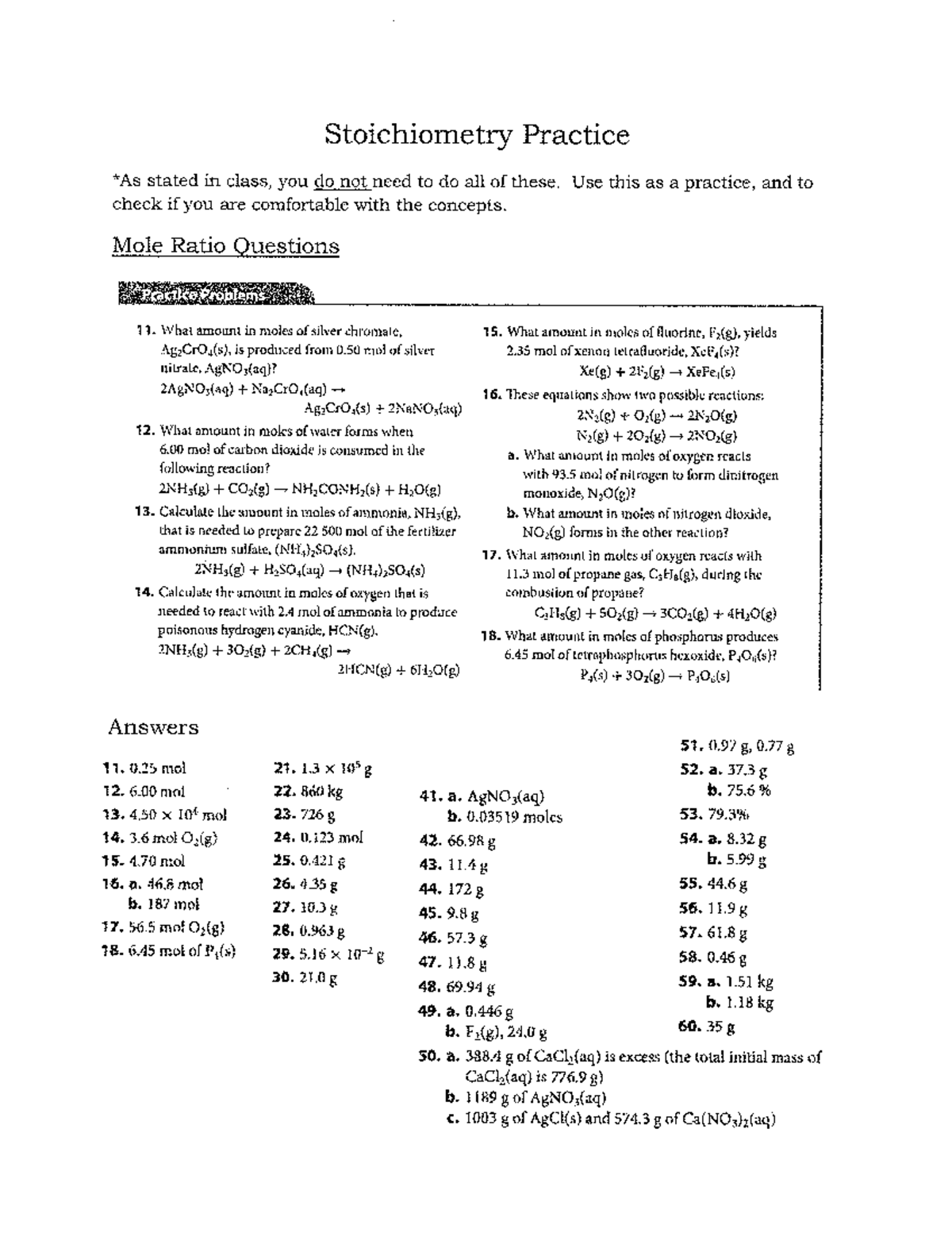 3 Stoich Practice - CHEM 1060 - Studocu