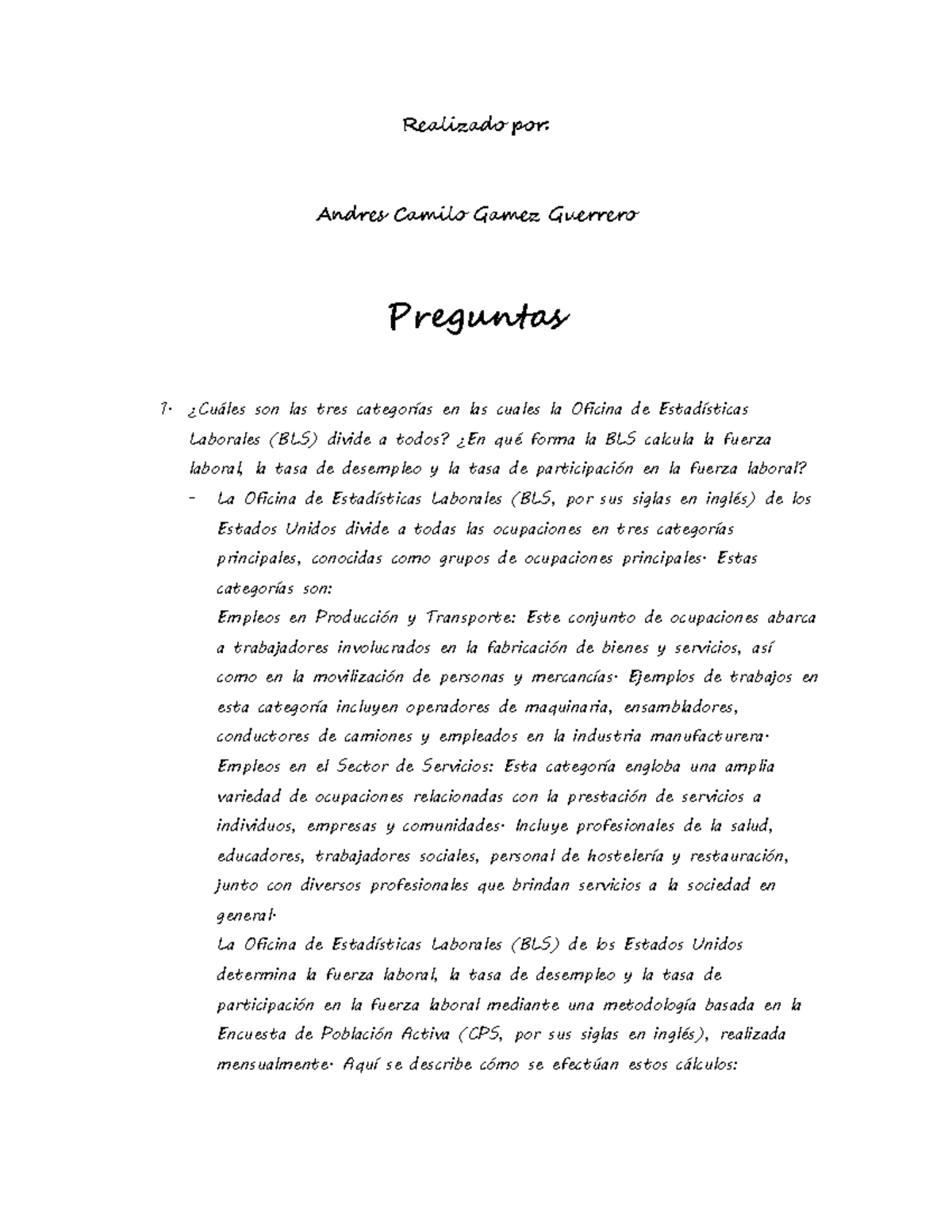 6. Desempleo - Trabajo Escrito - Realizado por: Andres Camilo Gamez ...