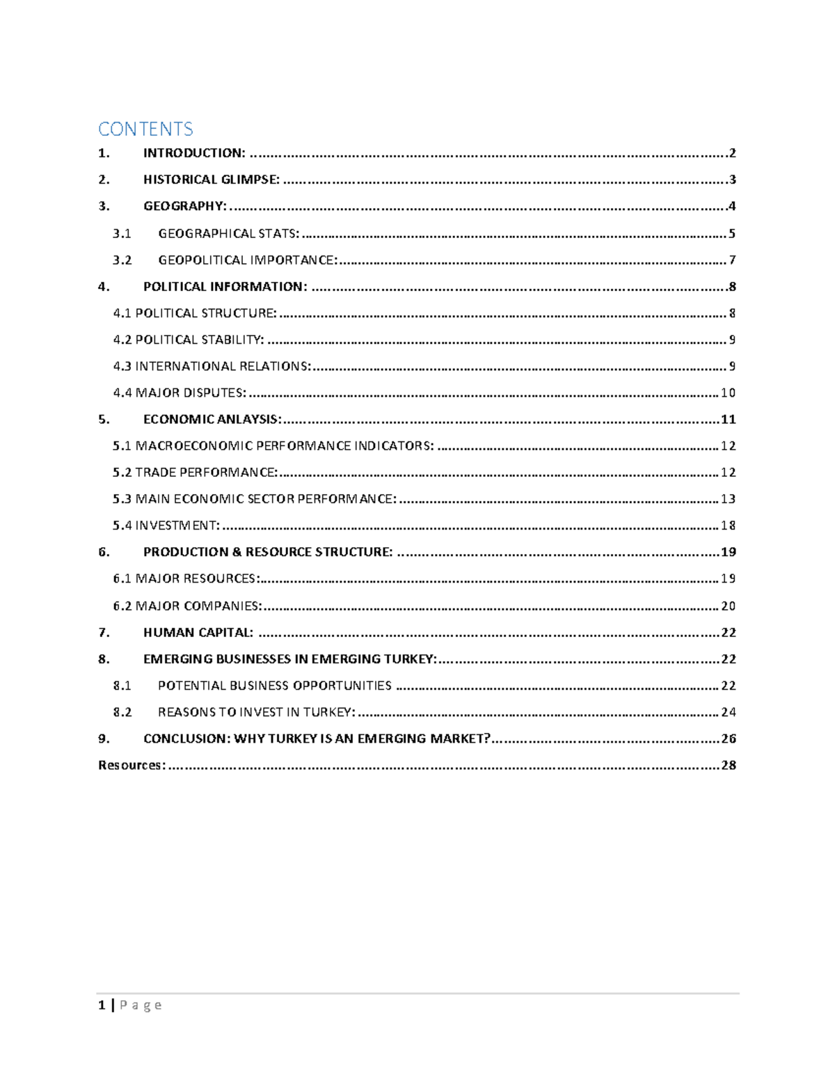 368674290 Country Analysis Turkey - CONTENTS INTRODUCTION: - Studocu