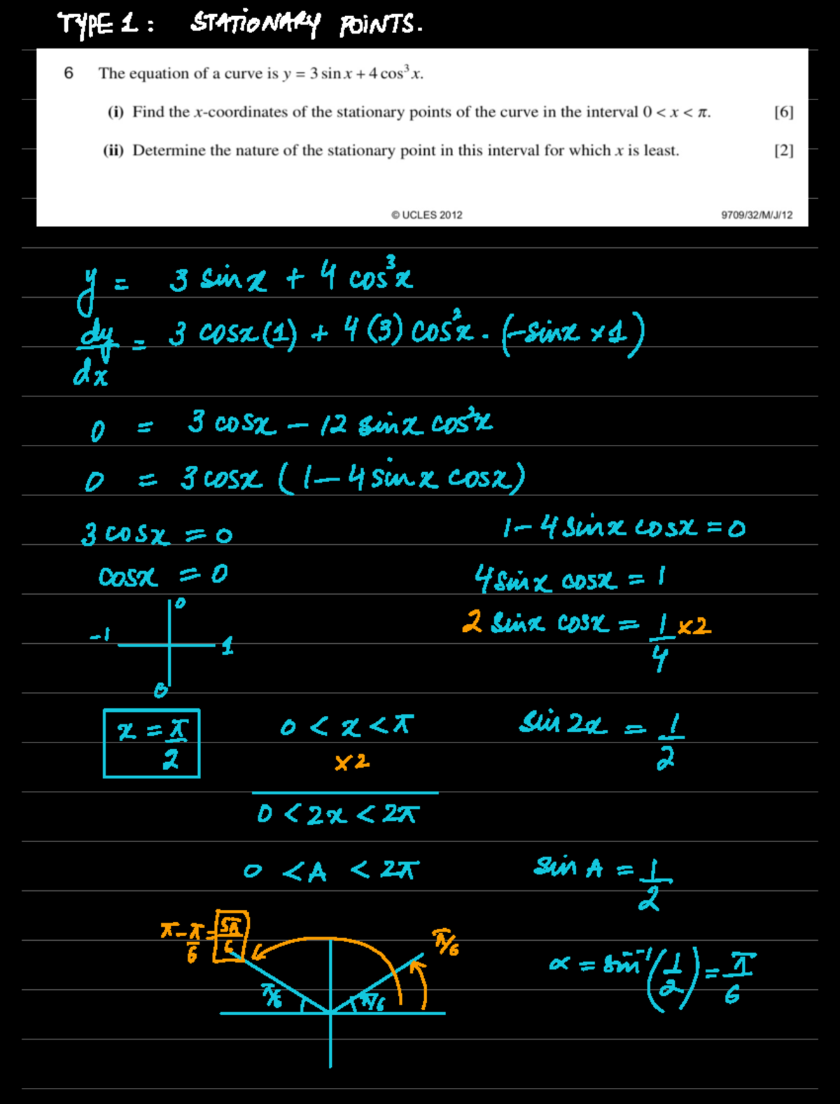 Differentiation HARD Questions ONLY - TYPE 1 STATIONARY POINTS Y 3 sink ...
