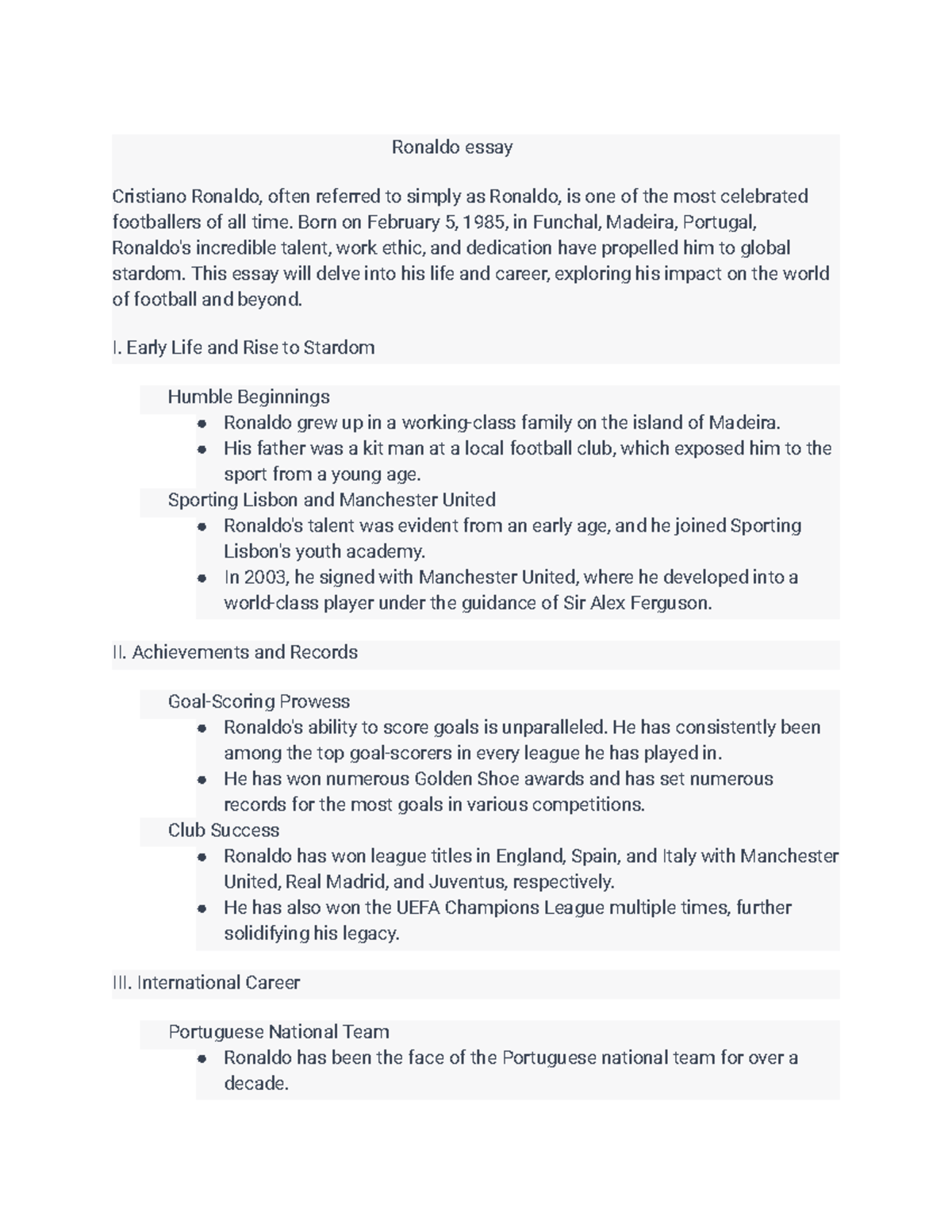 Ronaldo essay - ronald - Ronaldo essay Cristiano Ronaldo, often ...