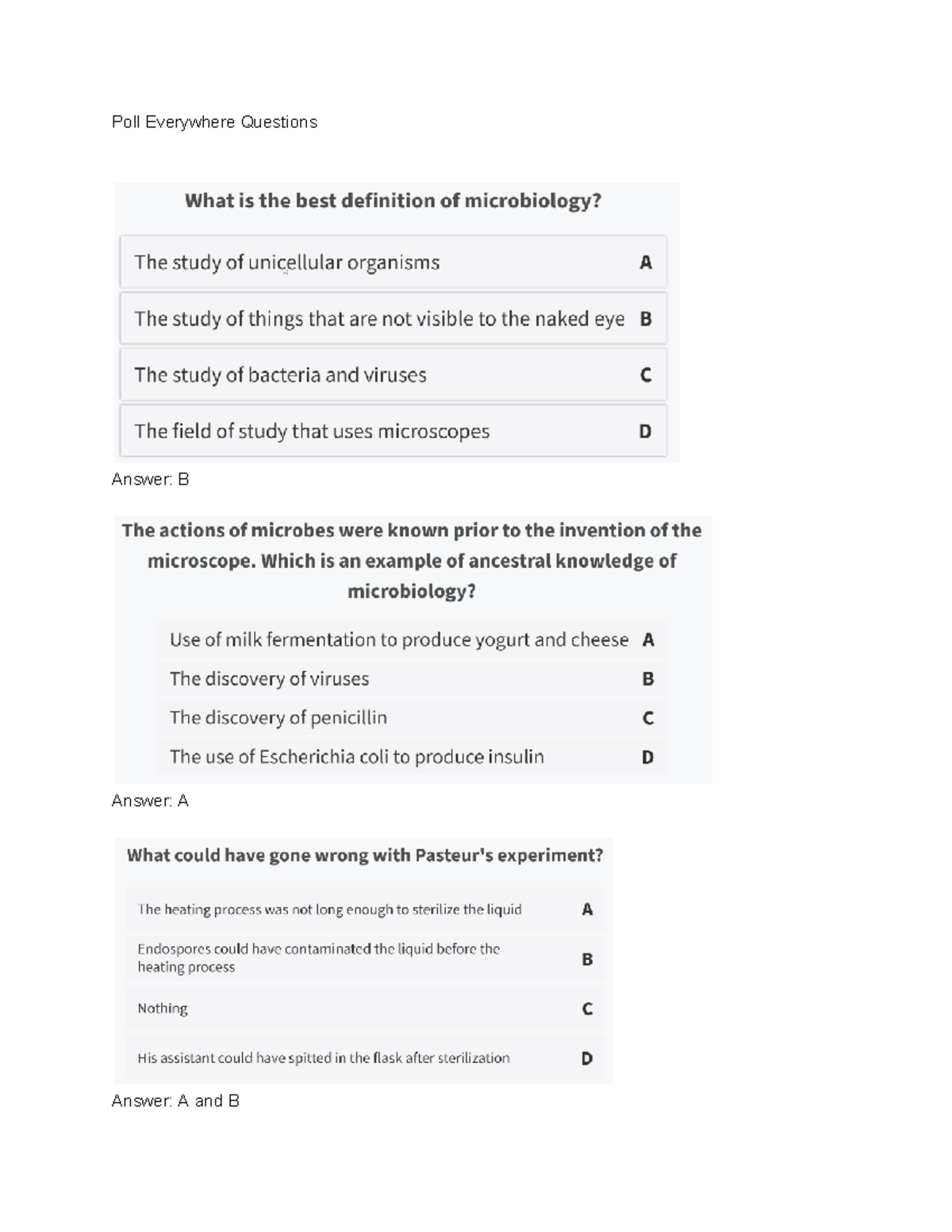 Poll Everywhere Questions - Biol 325 - Poll Everywhere Questions Answer ...