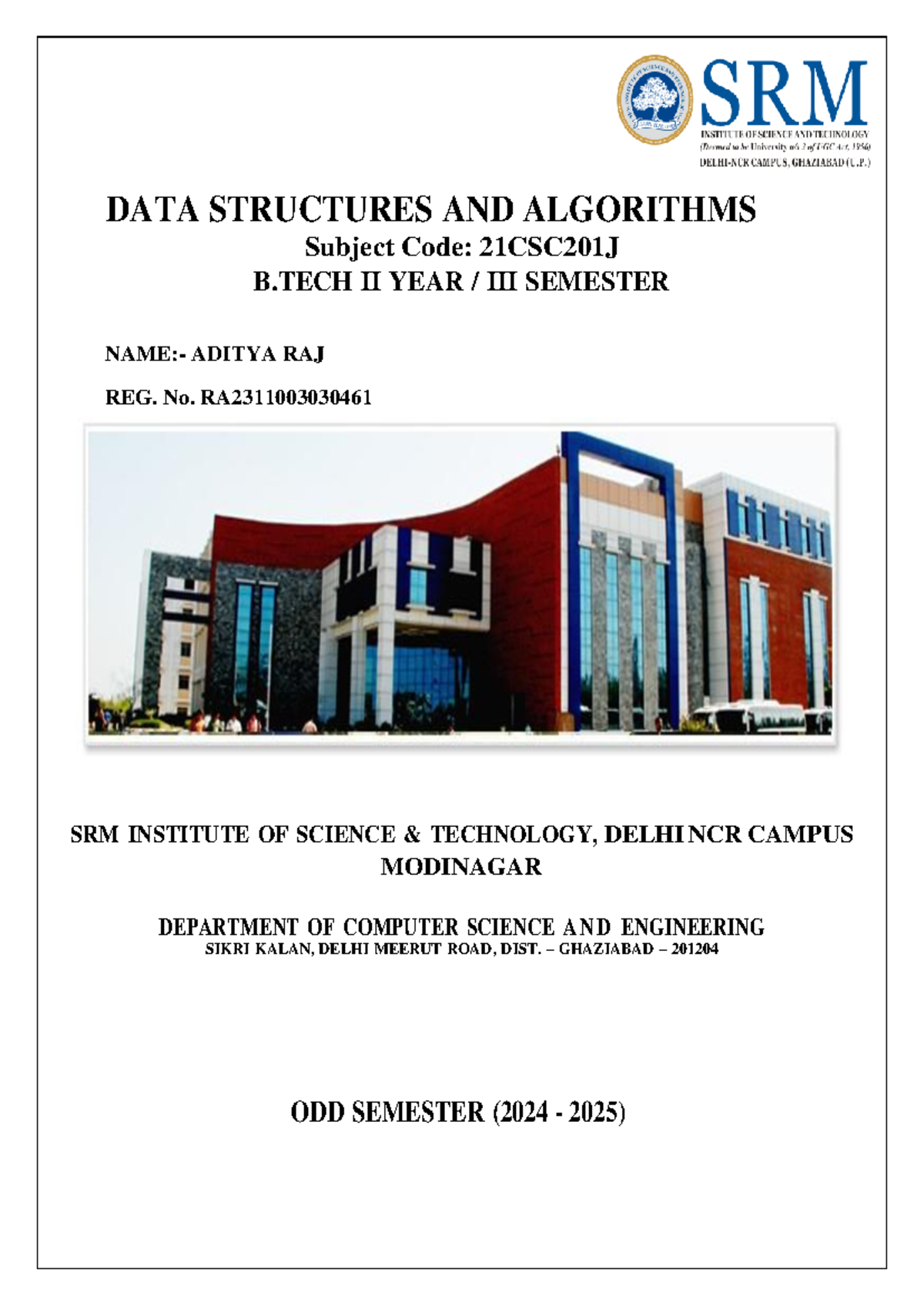 Dsalab Guyghvfvh Data Structures And Algorithms Subject Code 21 Csc 201 J B Ii Year Iii 