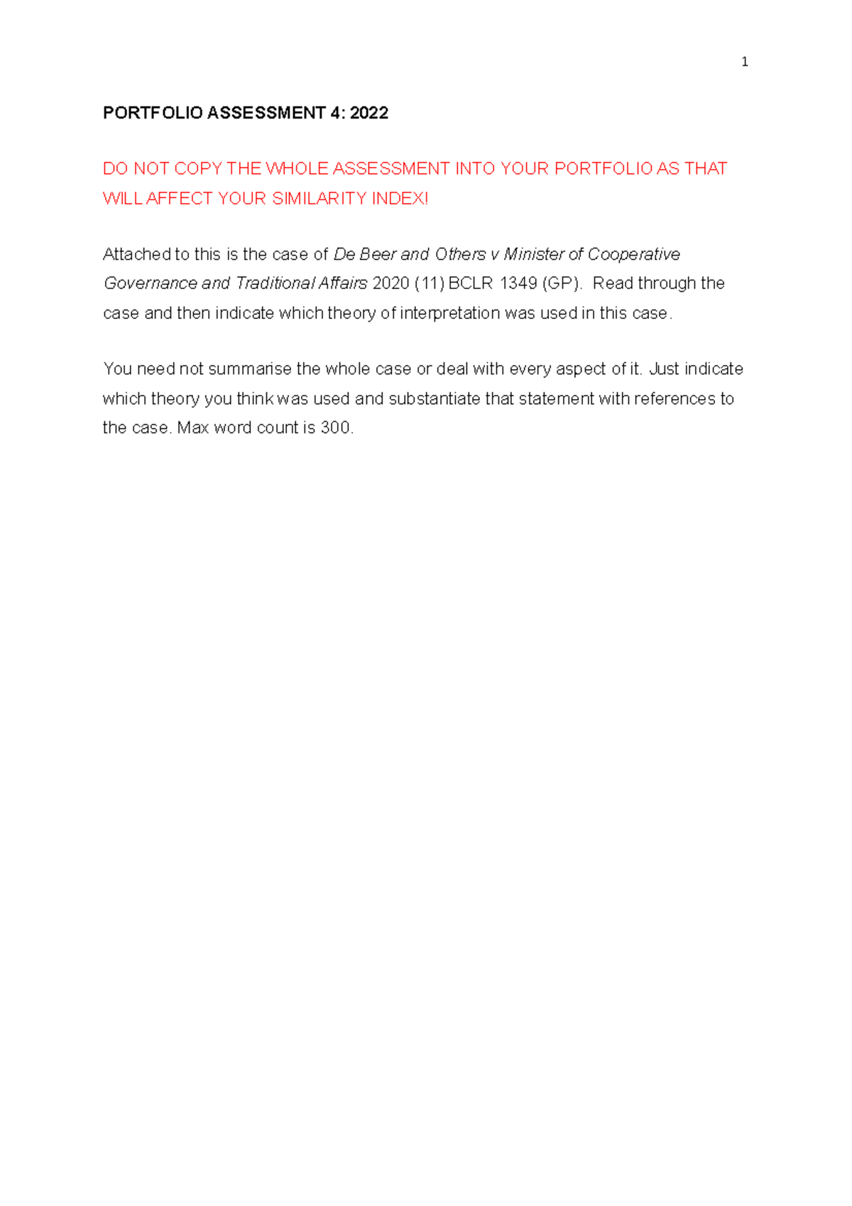 Portfolio Assessment 4 2022 PORTFOLIO ASSESSMENT 4 2022 DO NOT COPY