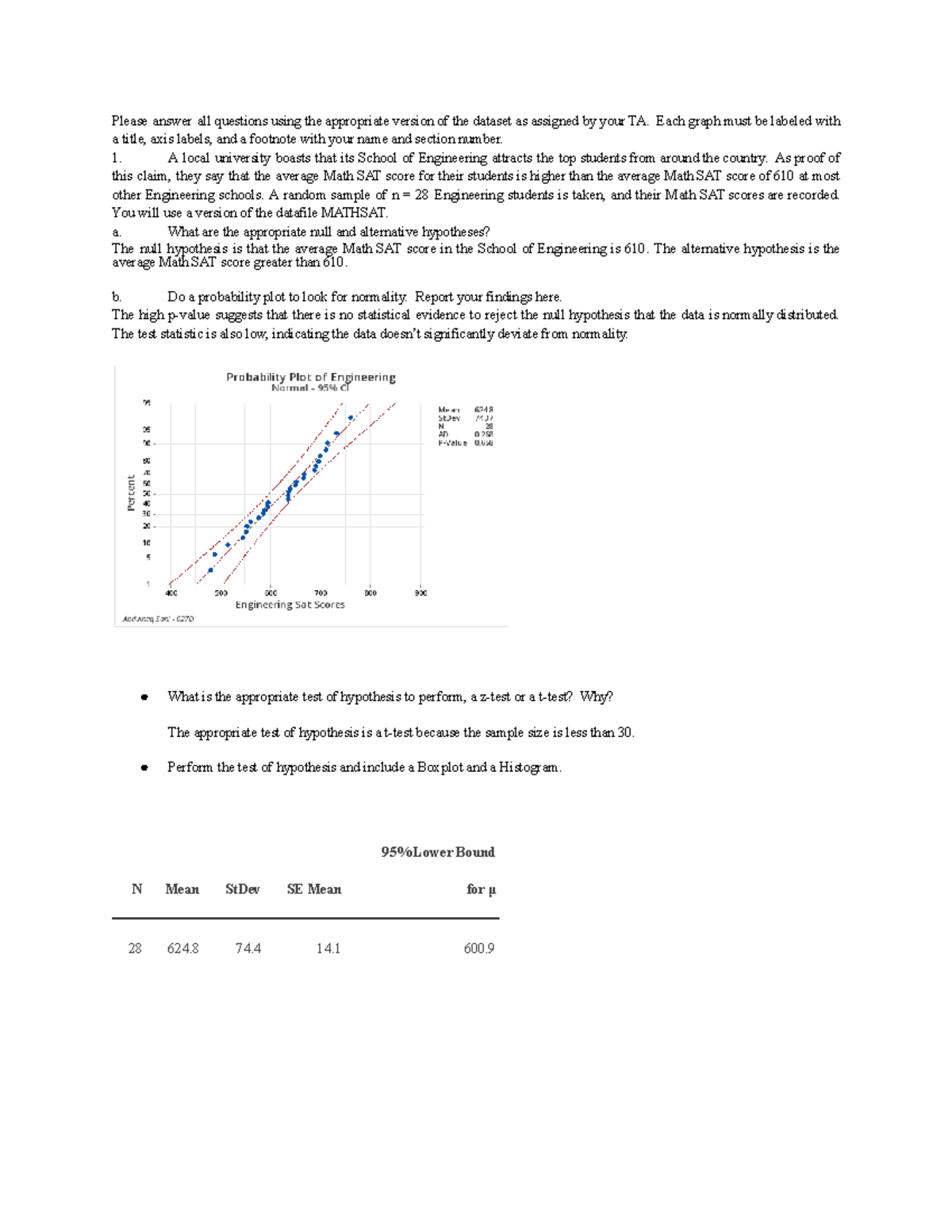 Minitab 8-2 - Hw for week 8 - Please answer all questions using the appropriate version of the ...