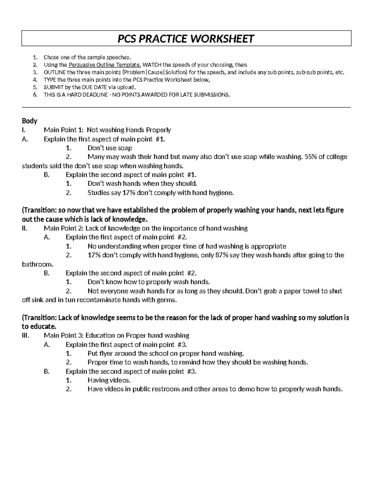PCS Practice Worksheet - accessible - PCS PRACTICE WORKSHEET 1. Chose ...