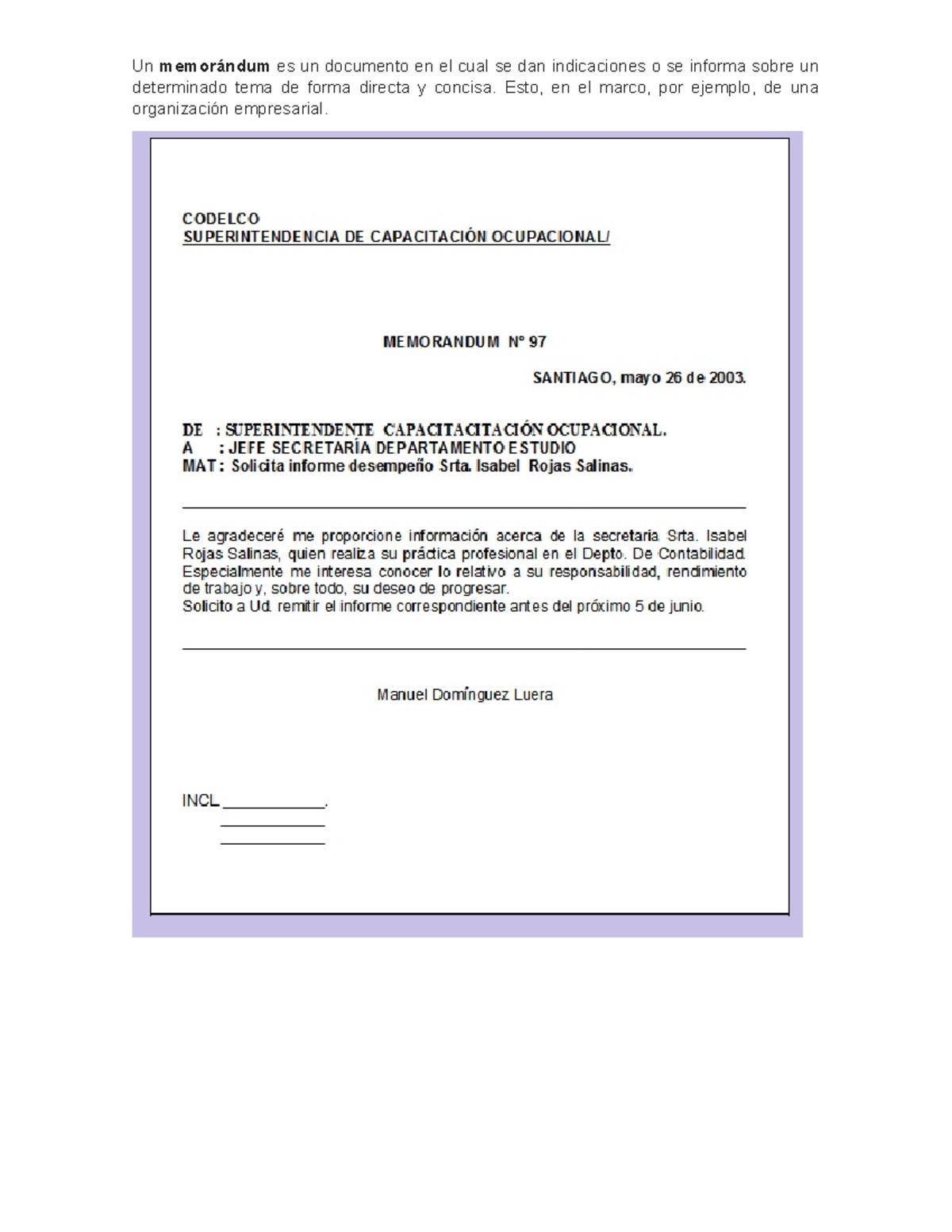 Documentos comerciales - Un memorándum es un documento en el cual se ...