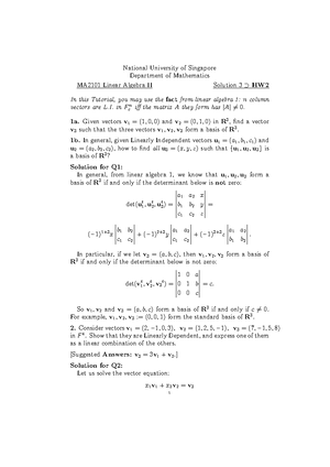 T10 - tutorial questions for practice - NATIONAL UNIVERSITY OF SINGAPORE MA2002 Calculus ...