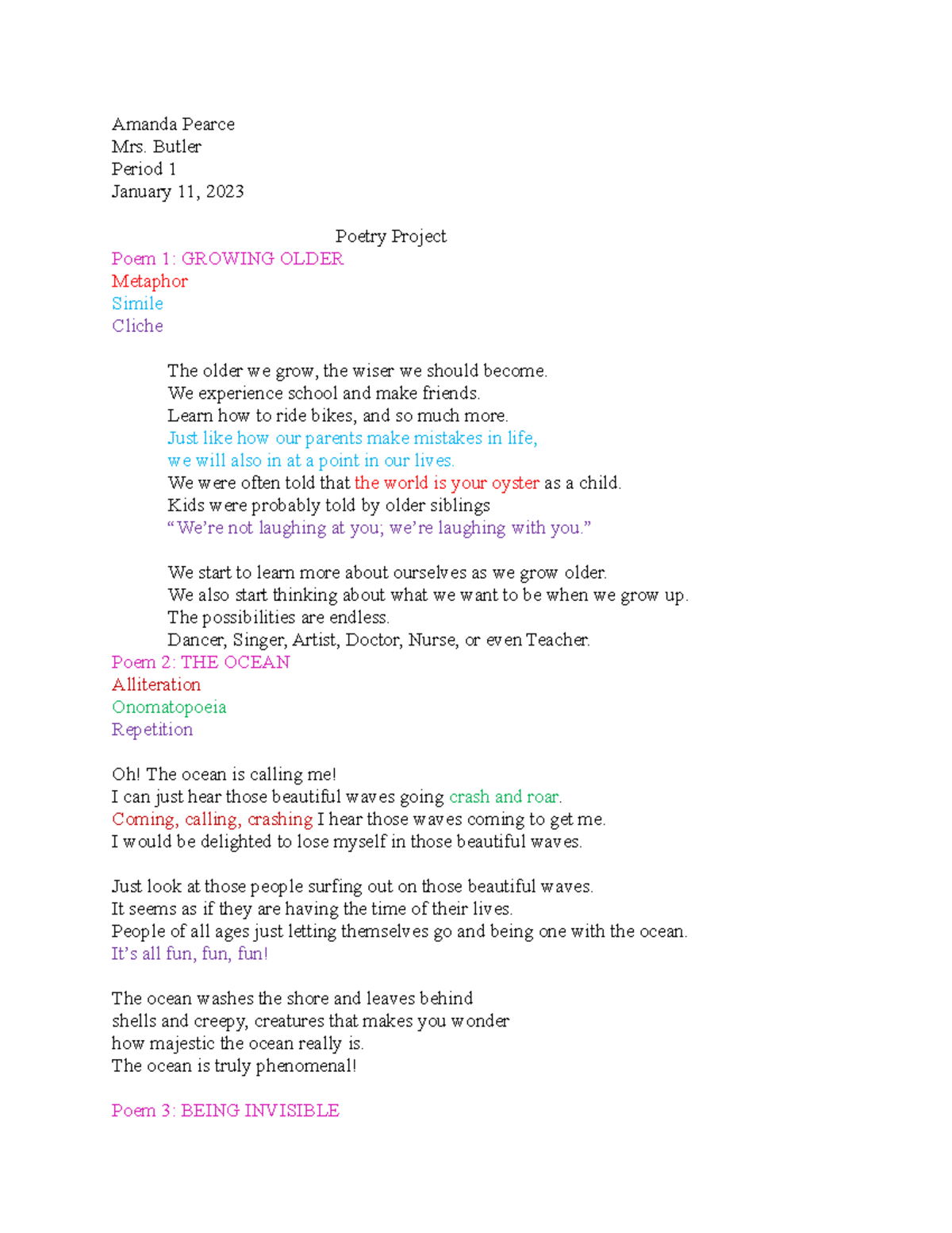 Poetry Project - How to use figurative language in different poems ...