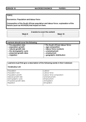 Grade 10 year planning Economics 2024 - ECONOMICS: GRADE 10 YEAR PLAN ...