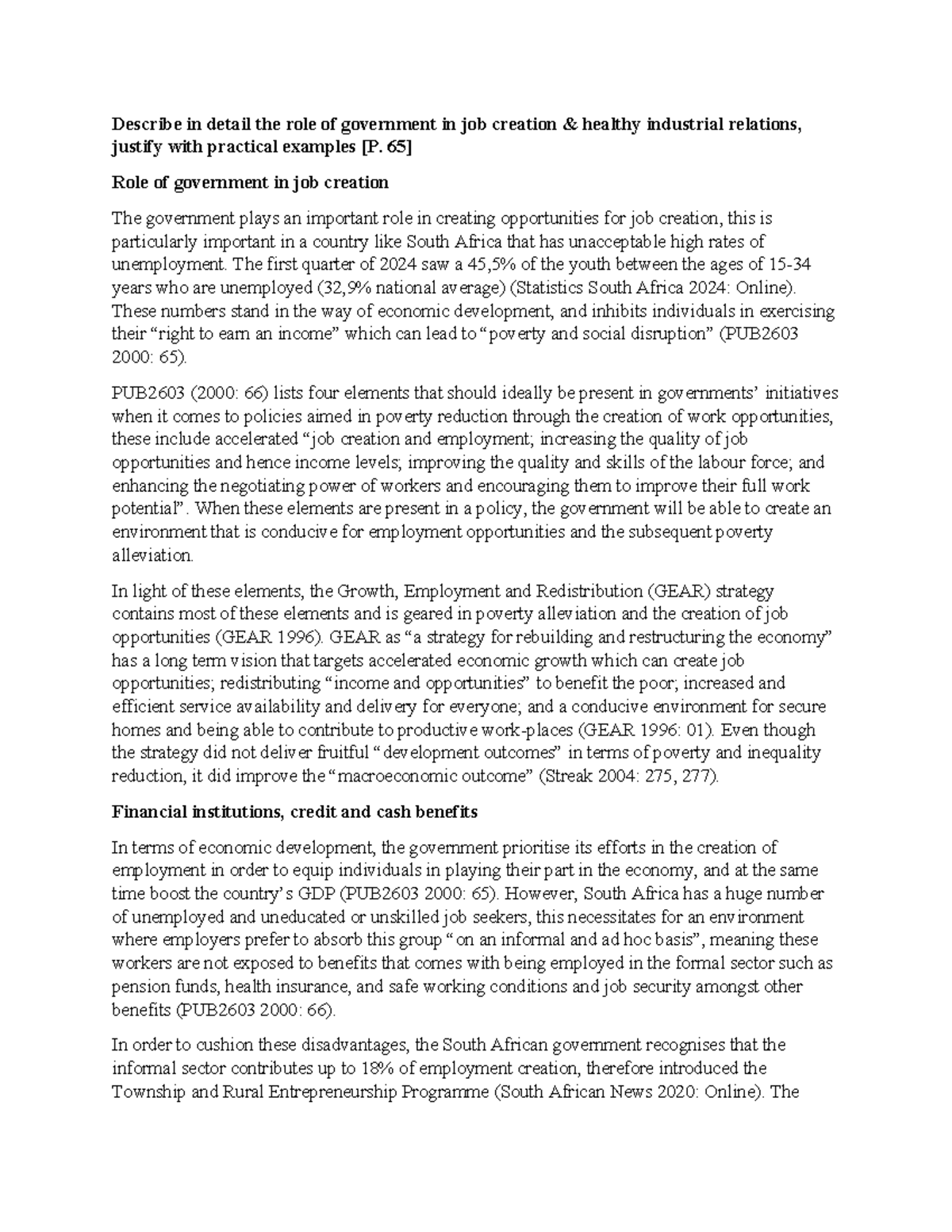 PUB2603 EXAM PREP - Exam preparation - Describe in detail the role of ...