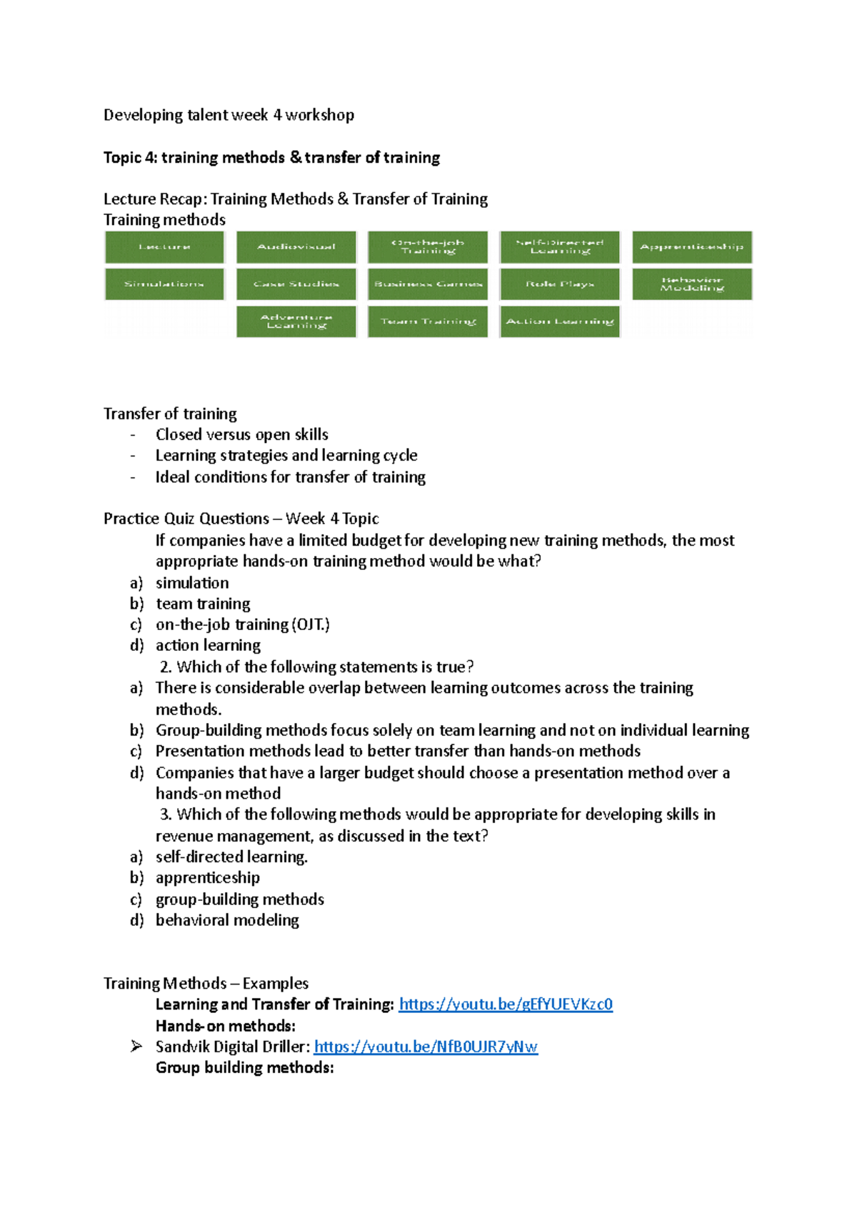 Developing talent week 4 workshop - Developing talent week 4 workshop ...