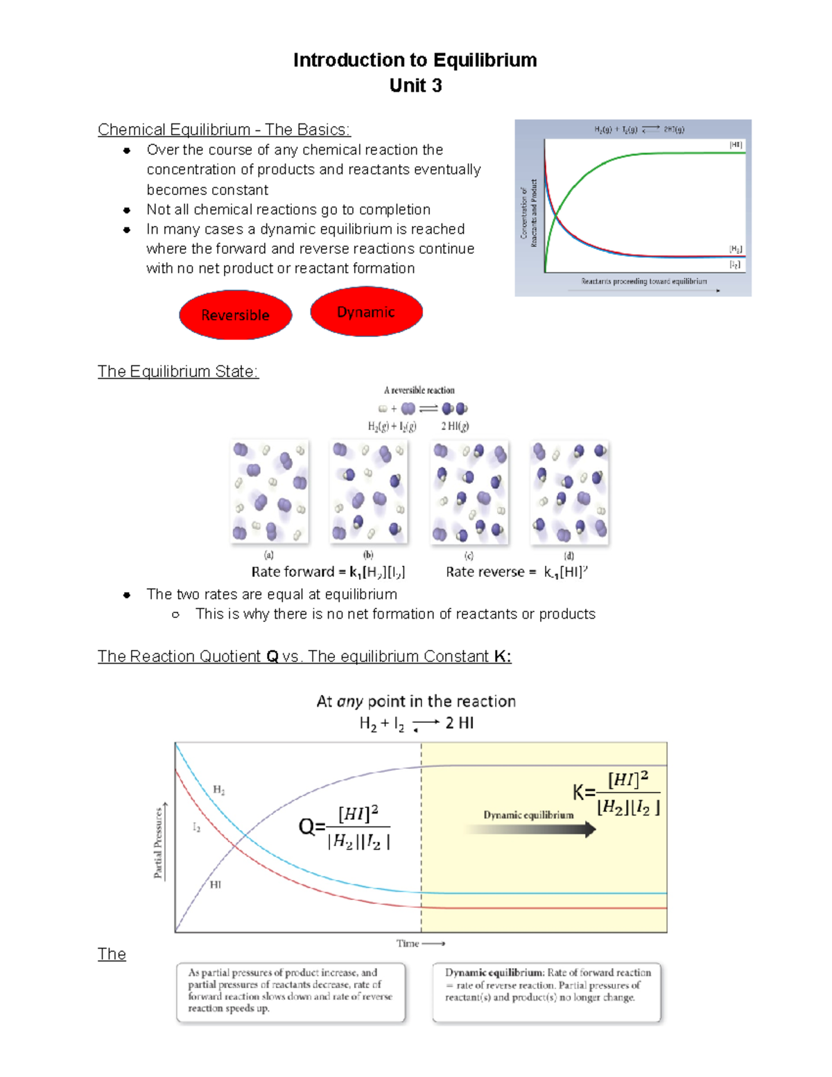 UNIT 3-Introduction to Equilibrium - Unit 3 Chemical Equilibrium - The ...