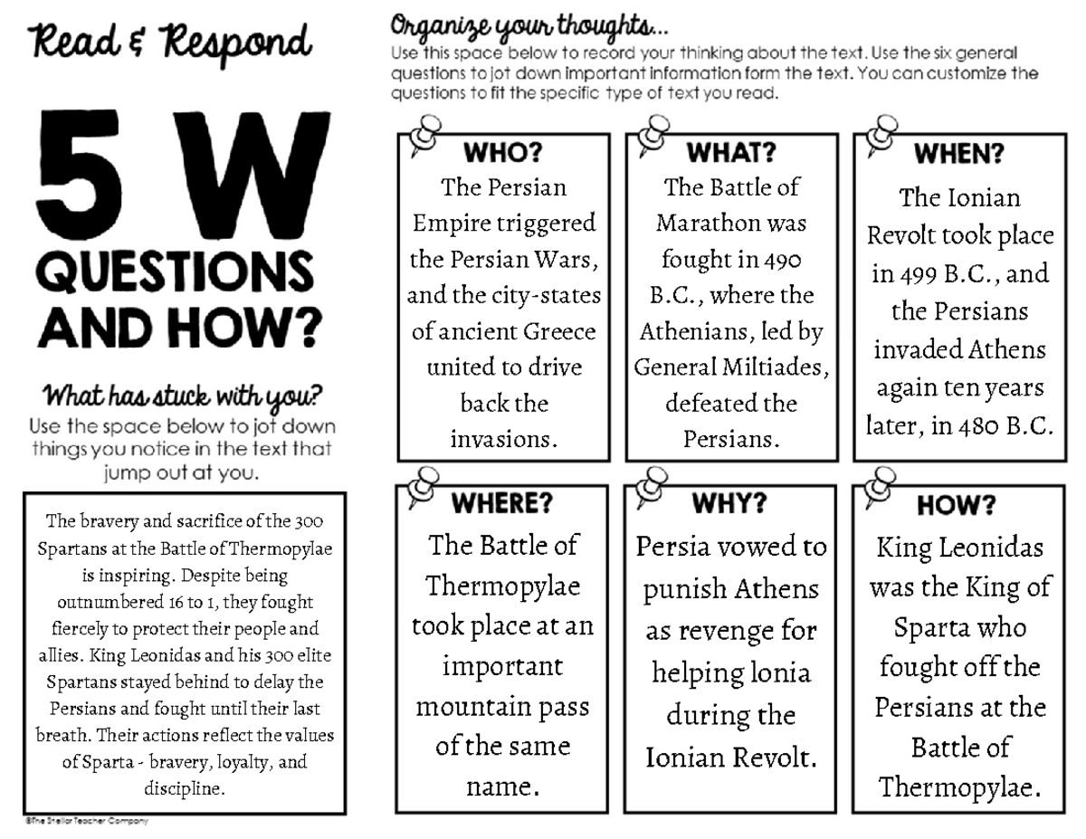 5W Questions and How - The document that I am about to describe is a ...