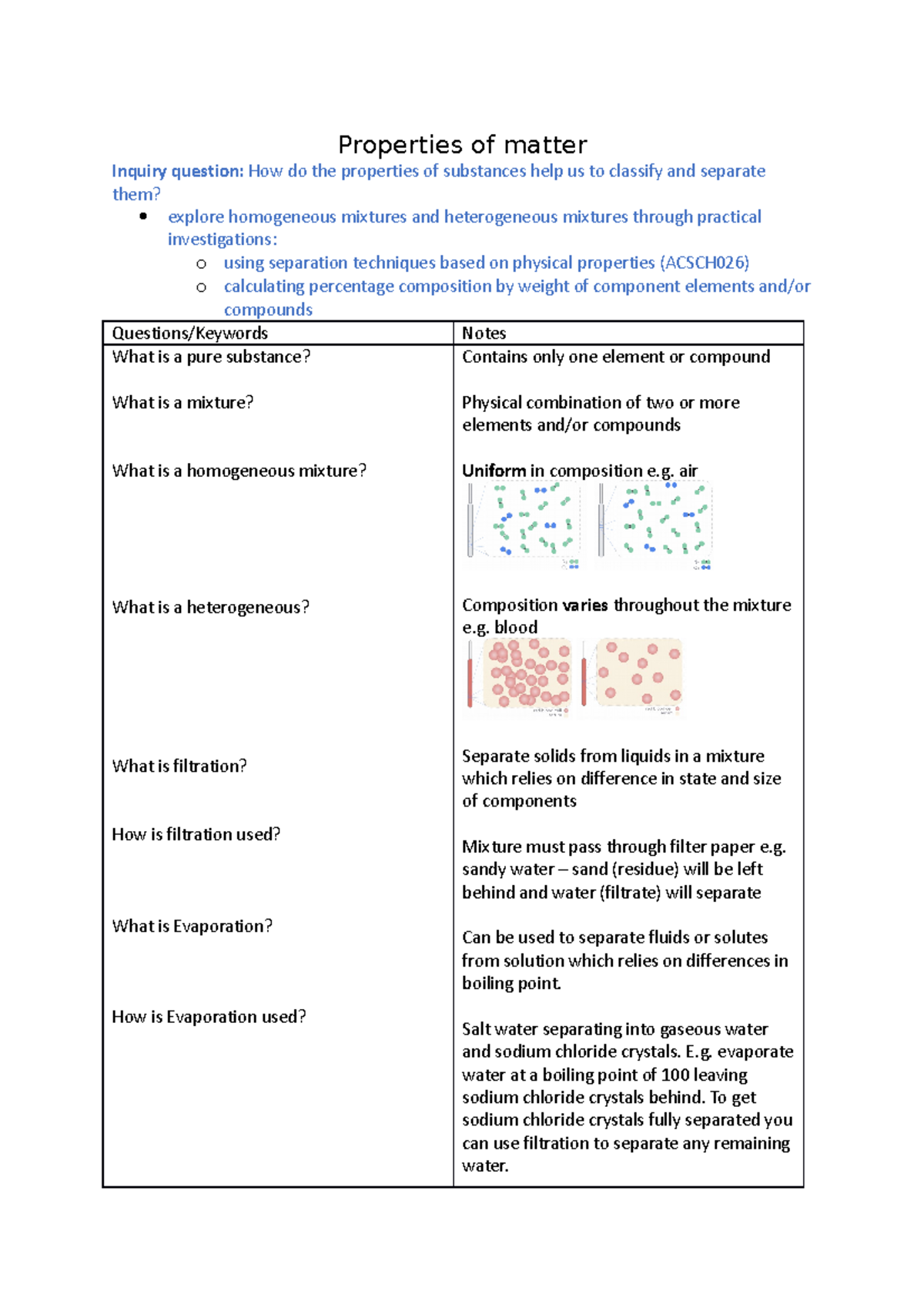 Properties of matter - Properties of matter Inquiry question: How do ...