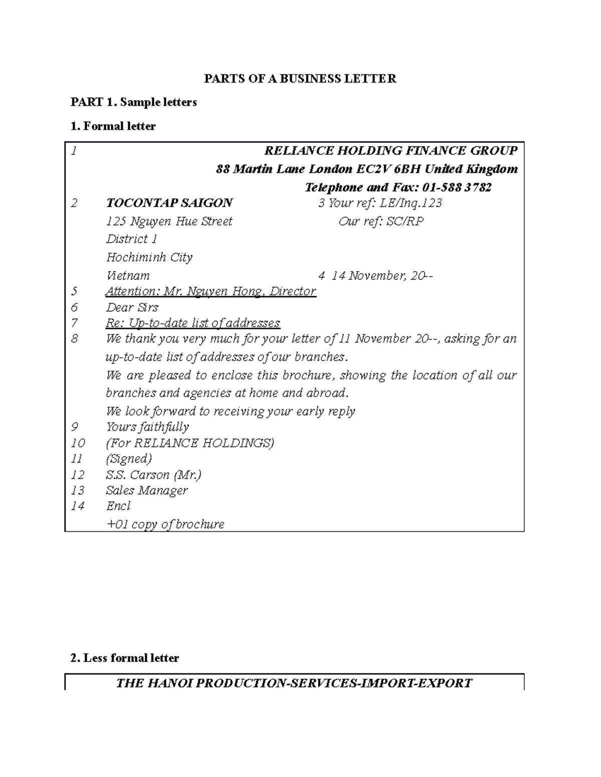 Parts OF A Business Letter PARTS OF A BUSINESS LETTER PART 1 parts-of-a-business-letter-parts-of-a-business-letter-part-1