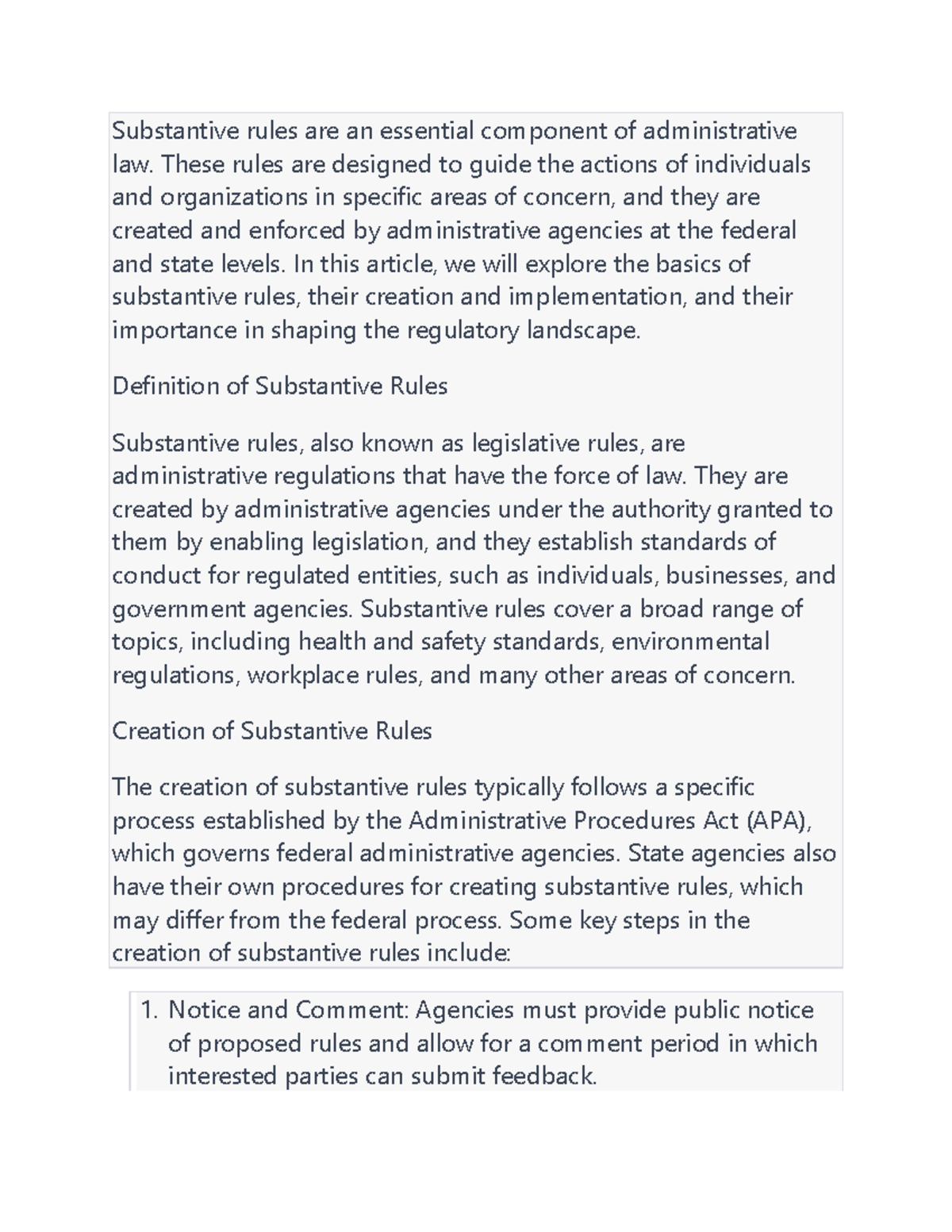 Substantive Rules - Notes - Substantive rules are an essential ...