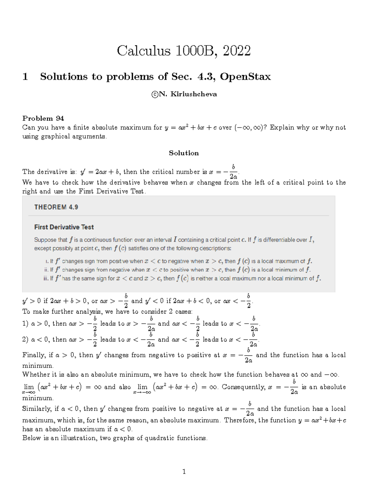 Sec4-3-problems - N. Kiriushcheva - Calculus 1000B, 2022 1 Solutions to problems of Sec. 4 ...