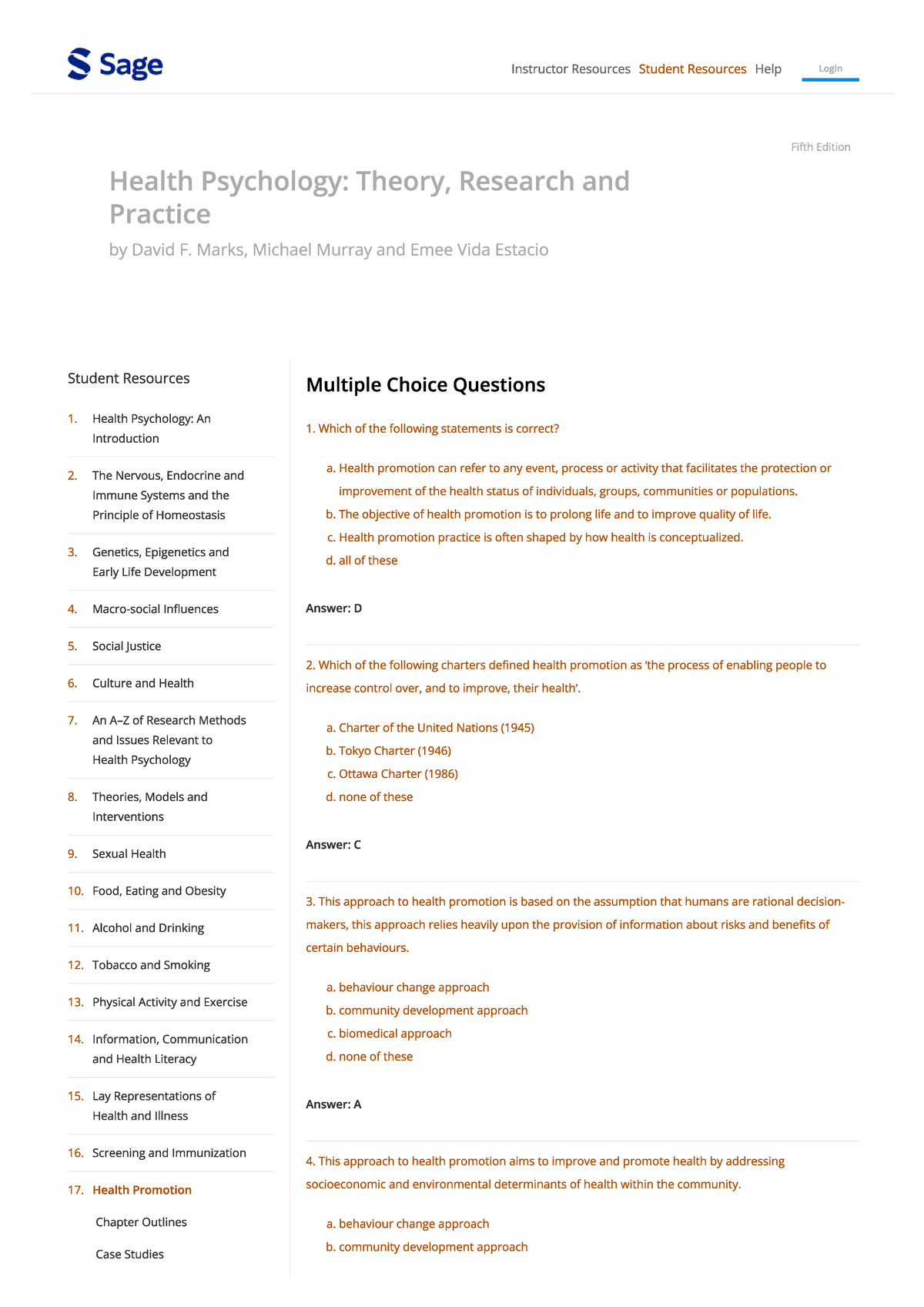 Health promotion cupu - ww j - Sage Instructor Resources Student ...