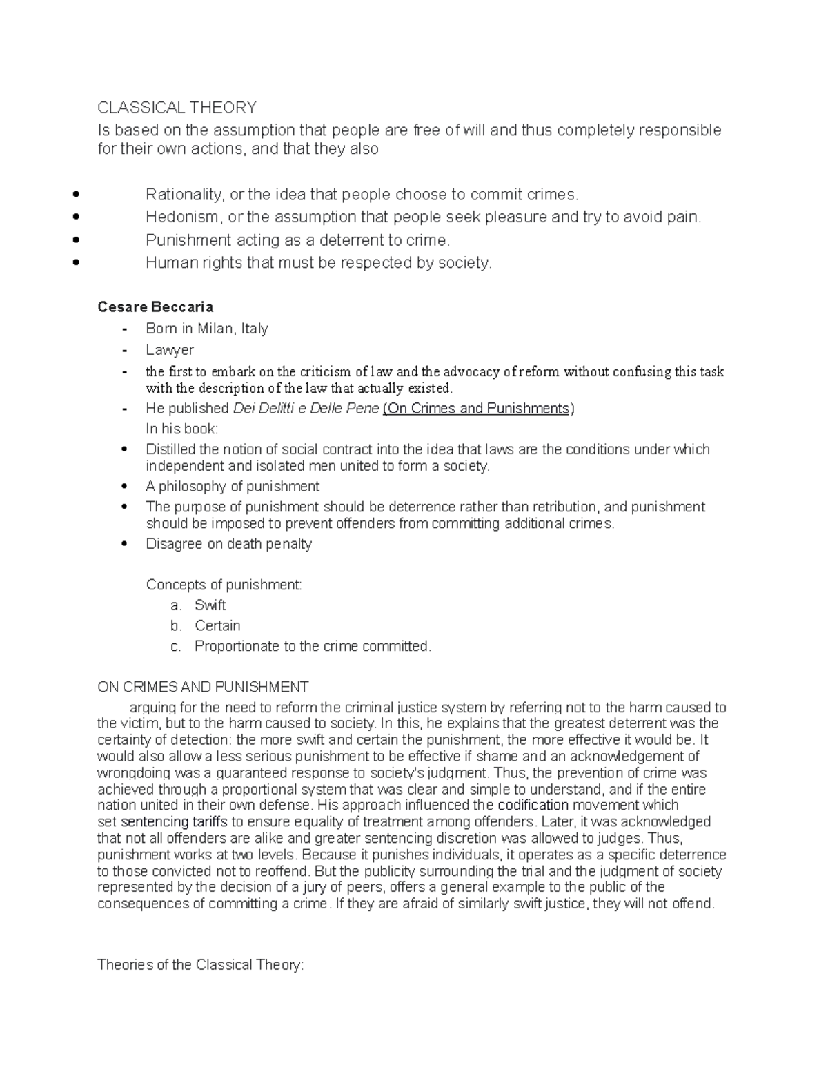 Lesson 2 Classical Theory - CLASSICAL THEORY Is based on the assumption ...