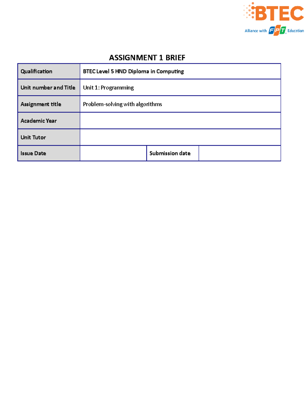 ASM1 Programing - mat phi moi xem dc - ASSIGNMENT 1 BRIEF Qualification BTEC Level 5 HND Diploma ...