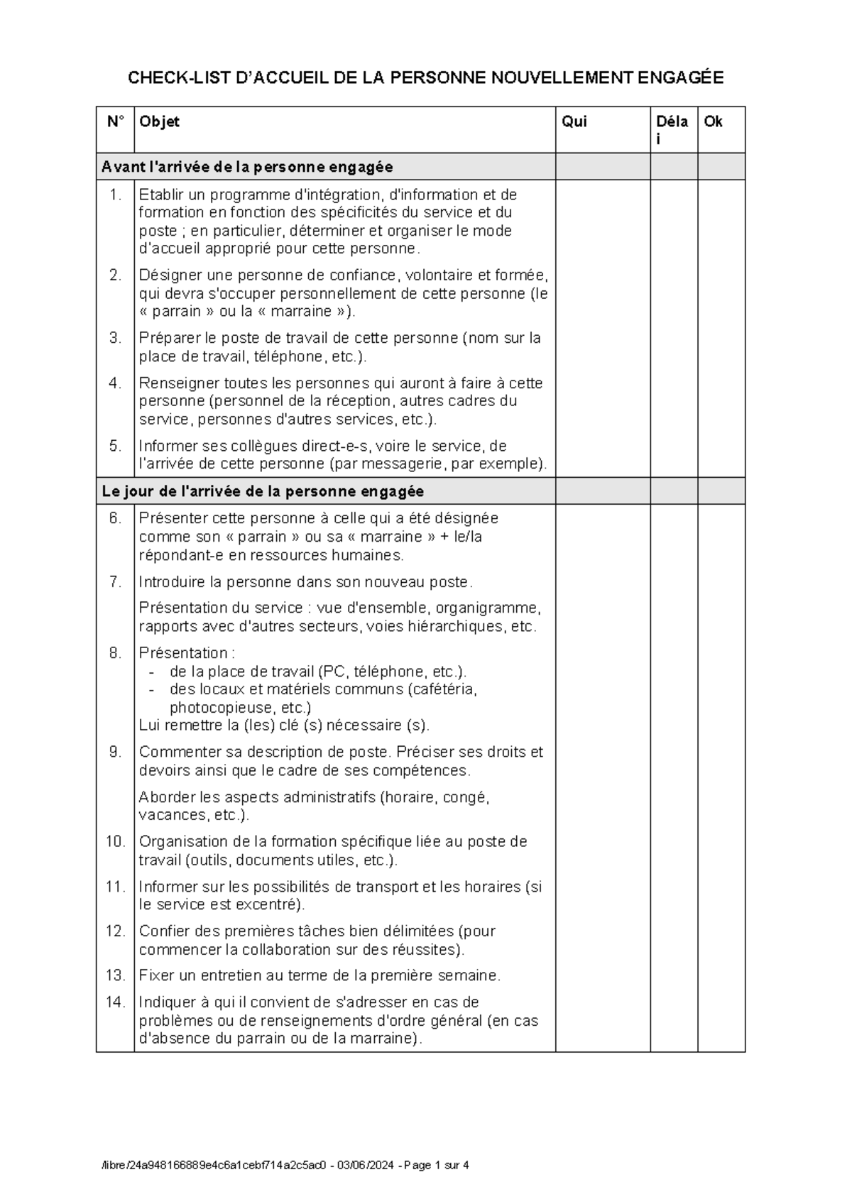 13-Check list accueil - CHECK-LIST D’ACCUEIL DE LA PERSONNE ...