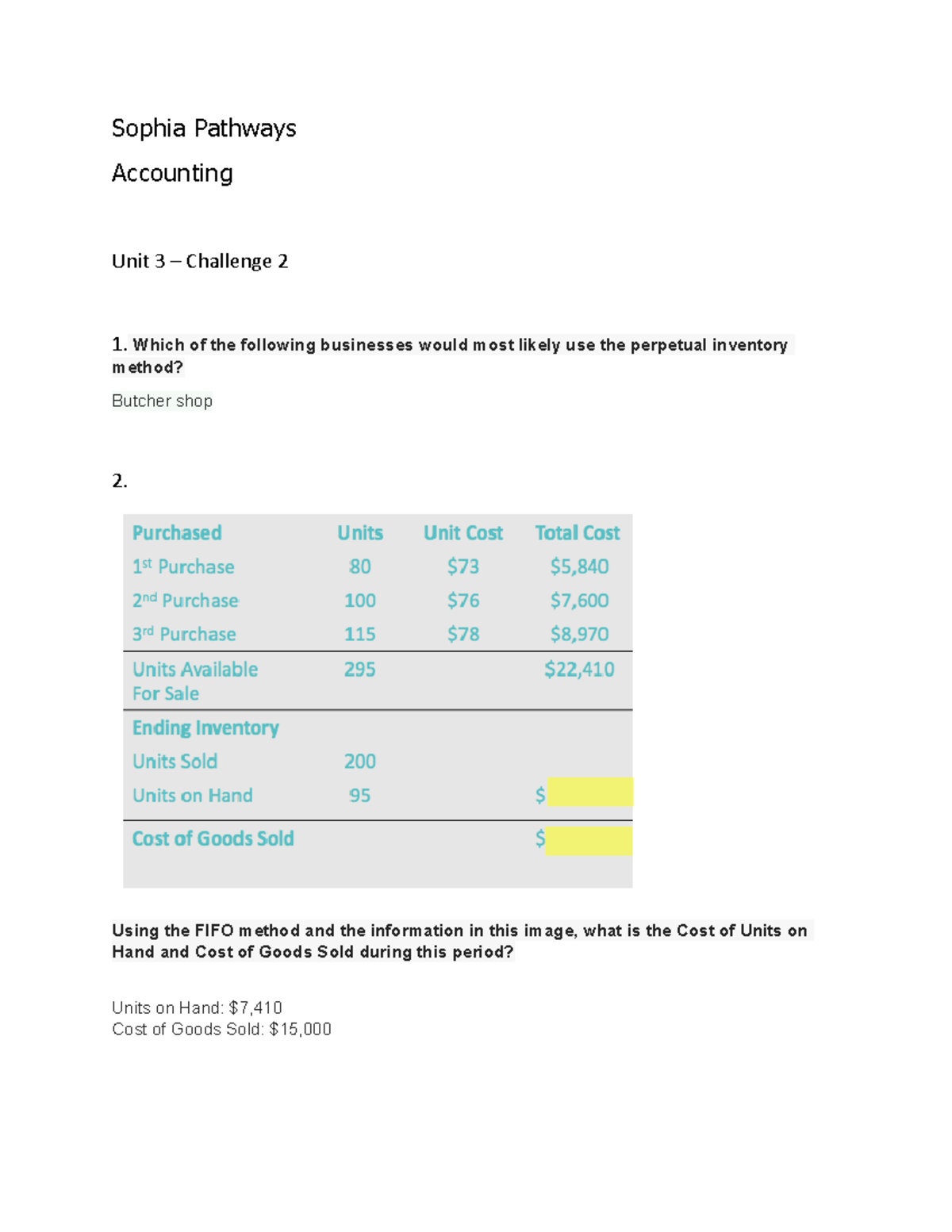 ACC 100 Unit 3 Challenge 2 - Sophia Pathways Accounting Unit 3 ...