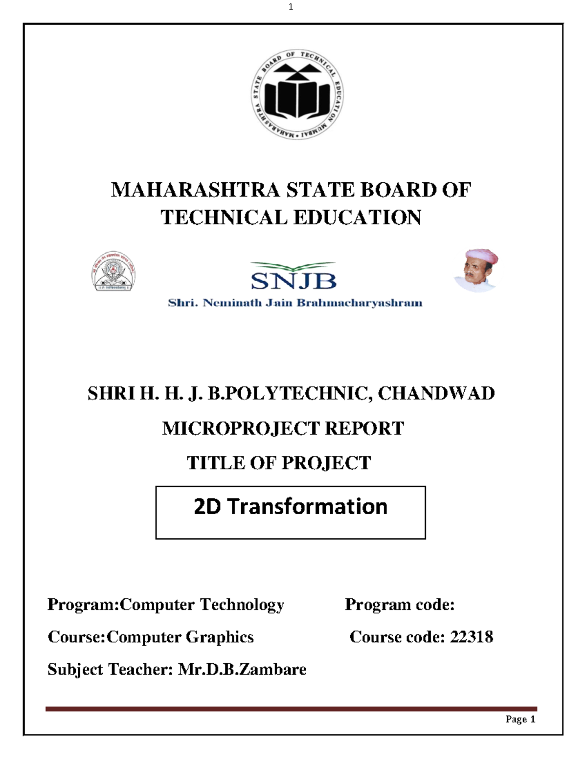 CGR Micro Project - MAHARASHTRA STATE BOARD OF TECHNICAL EDUCATION SHRI ...