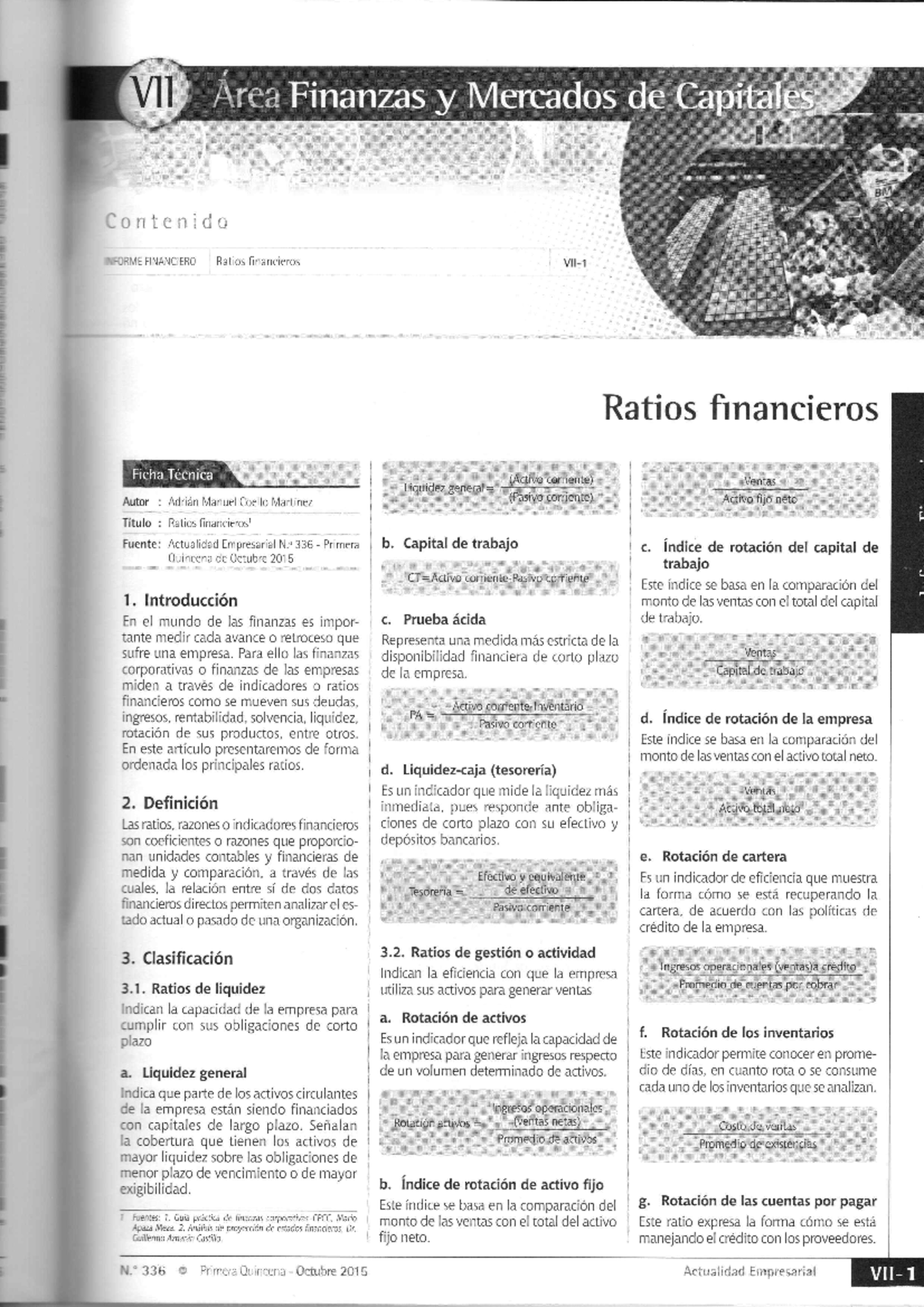 Ratios Financieros - Contabilidad - Studocu