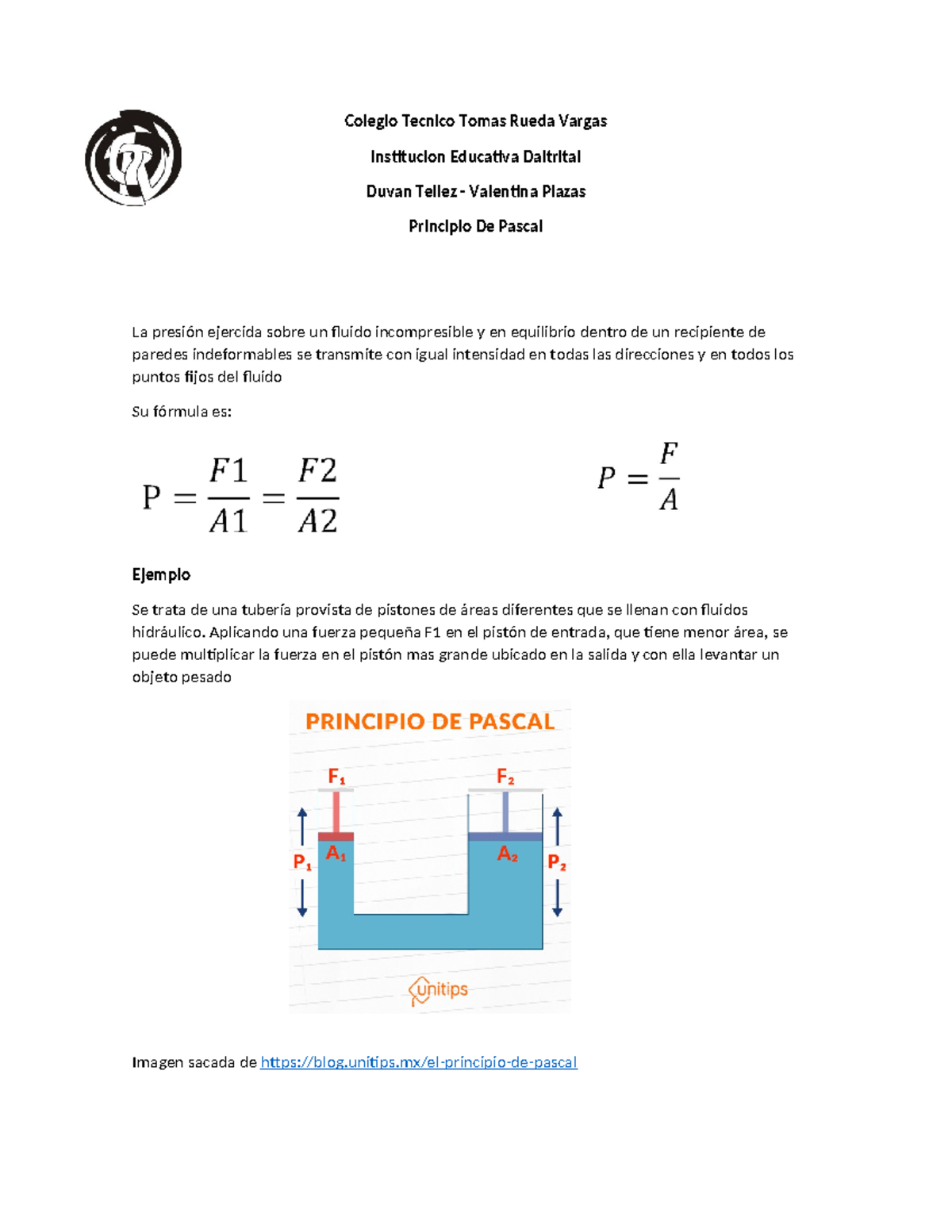 Guia principio de pascal - Colegio Tecnico Tomas Rueda Vargas ...