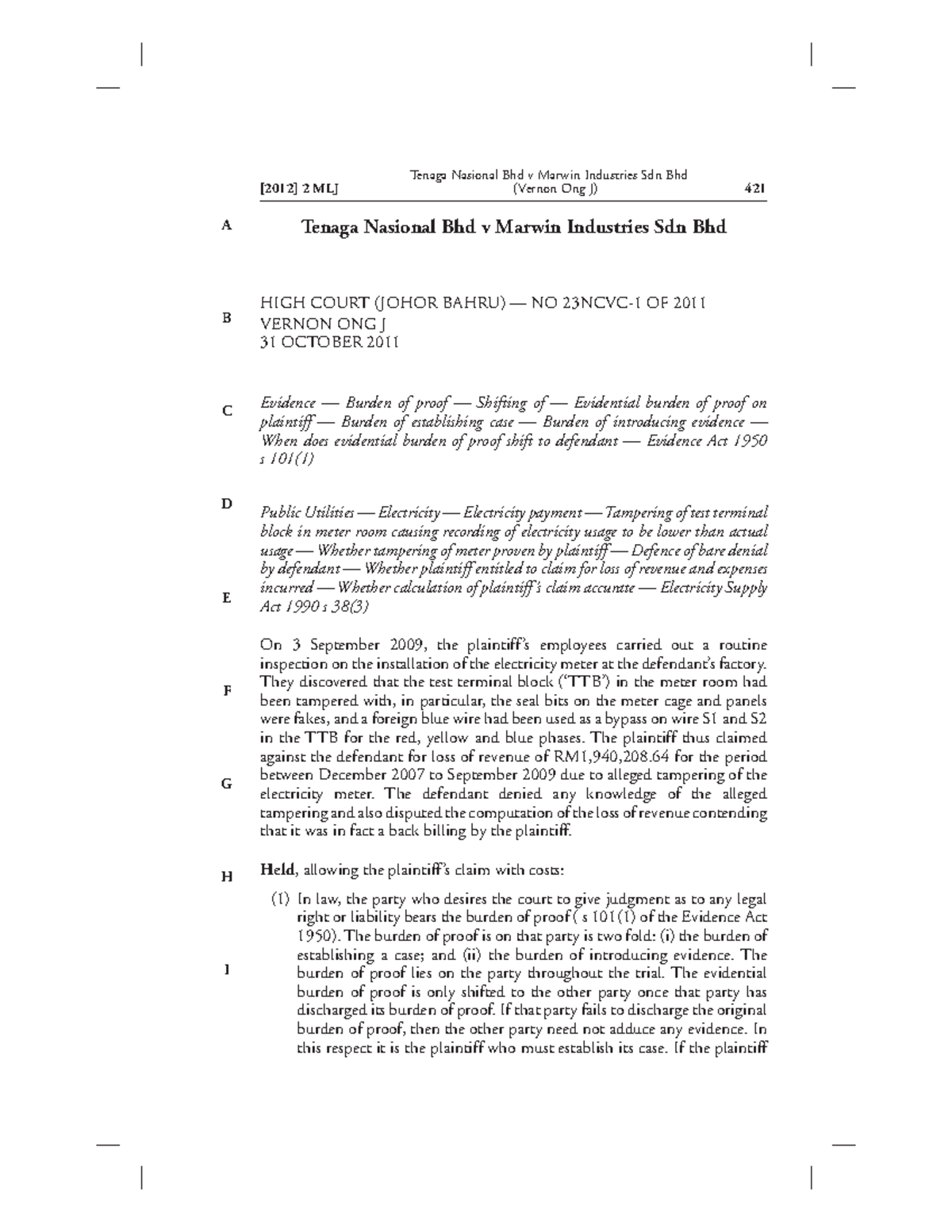 Tenaga Nasional Bhd v Marwin Industries Sdn - They discovered that the ...