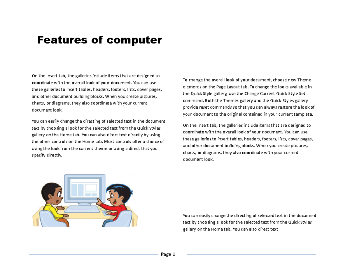 Features of computer - gfhfrtryutu - Features of computer On the Insert ...