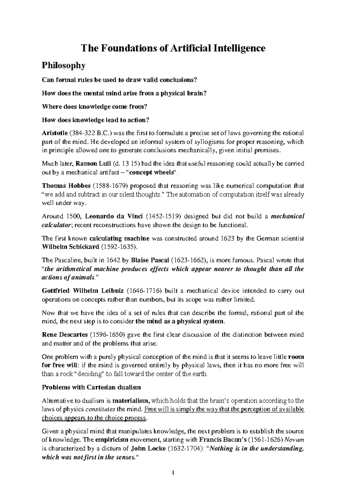 The Foundations of Artificial Intelligence - The Foundations of ...