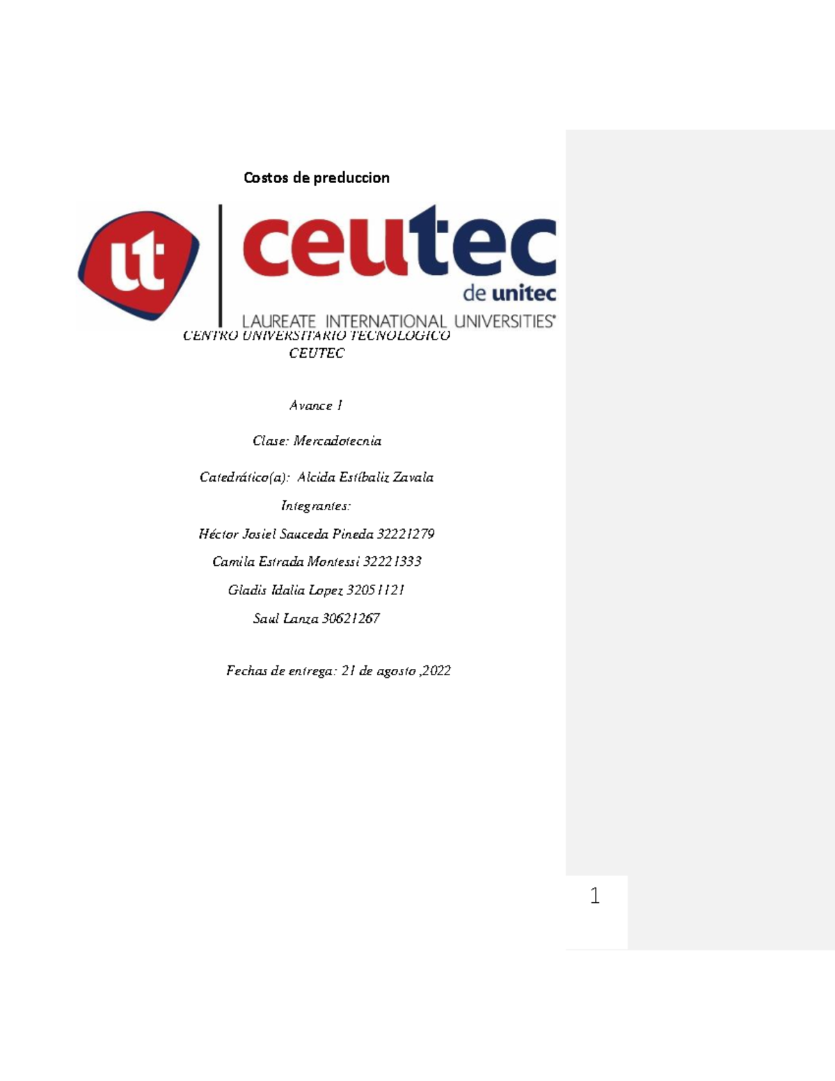 34Avance 1 y 2 - avance proyecto merca - CENTRO UNIVERSITARIO ...