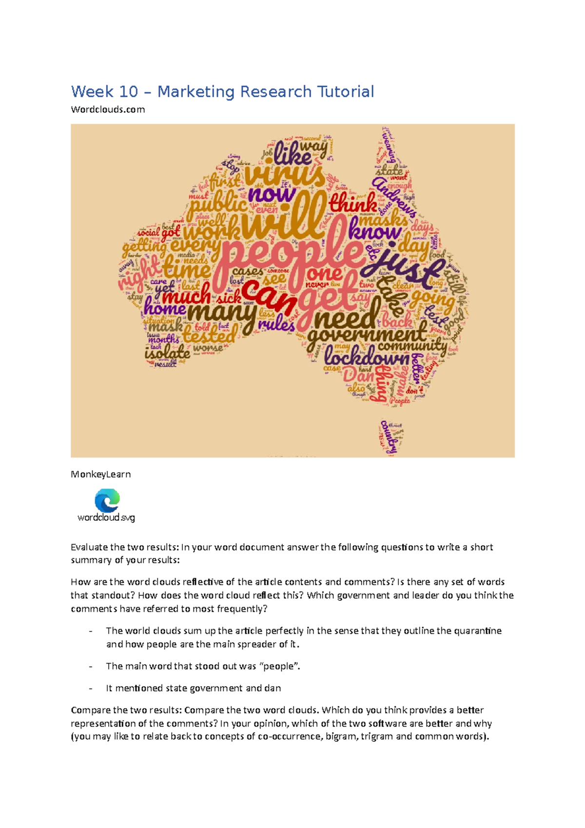 Week 10 Tutorial on Reviewing word clouds - Week 10 – Marketing Research Tutorial Wordclouds ...