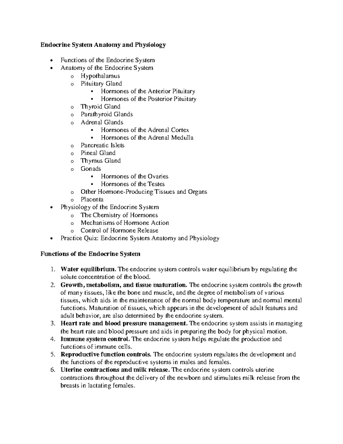 Endocrine System Anatomy and Physiology - Endocrine System Anatomy and ...
