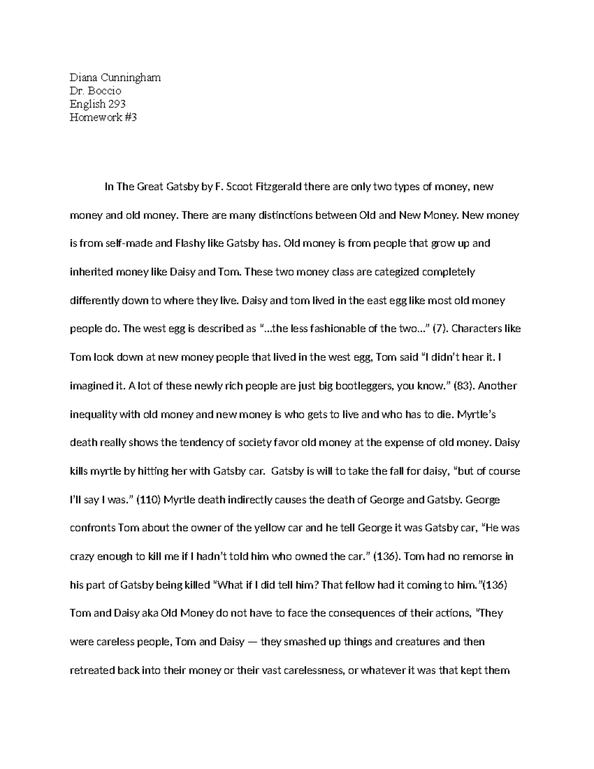 Eng 293 HW3 - essay about 2 stoires - Diana Cunningham Dr. Boccio ...